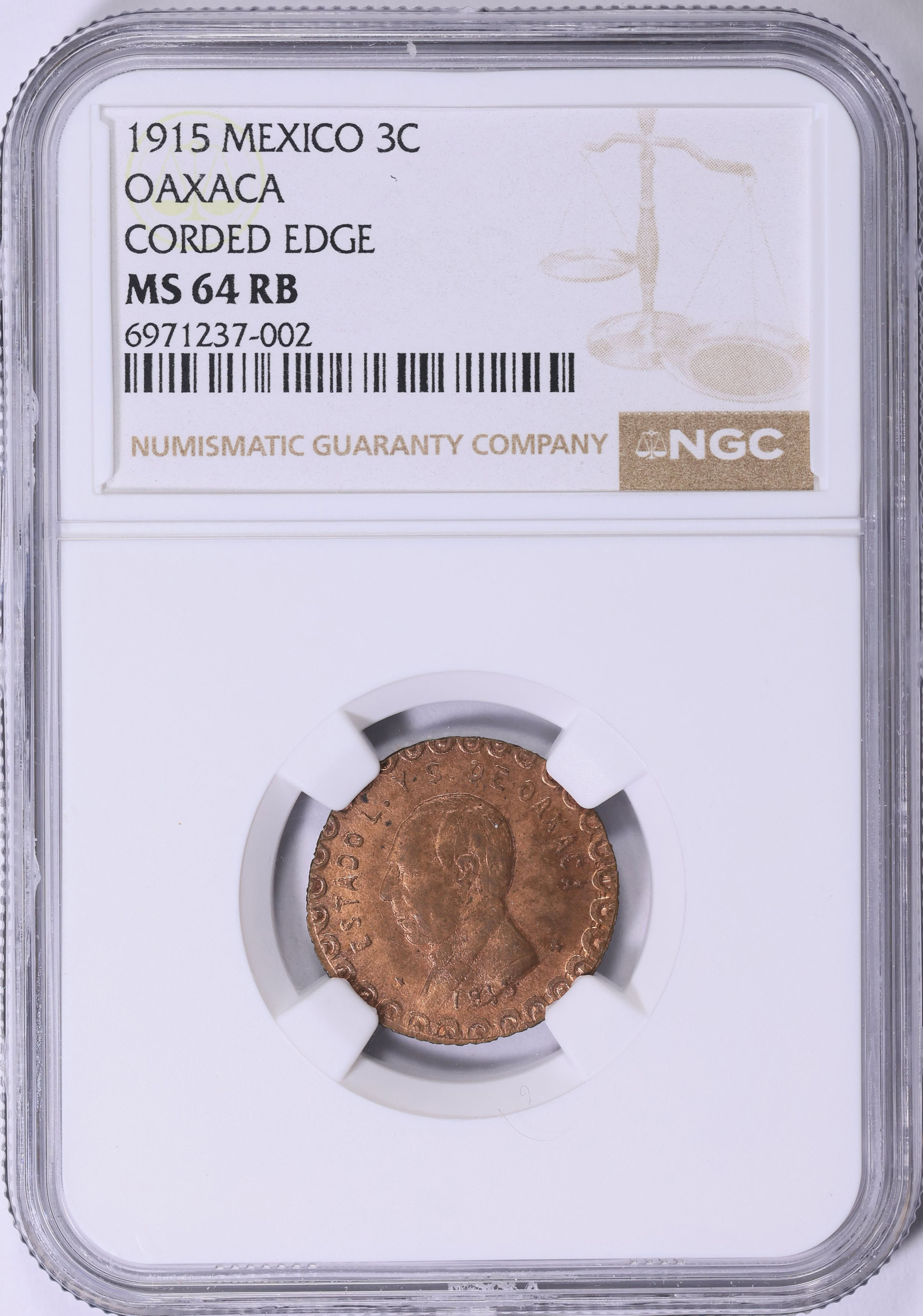 Mexico - Oaxaca 1915 3 Centavos KM-713.1 NGC MS-64 RB (Item 1852481 ...