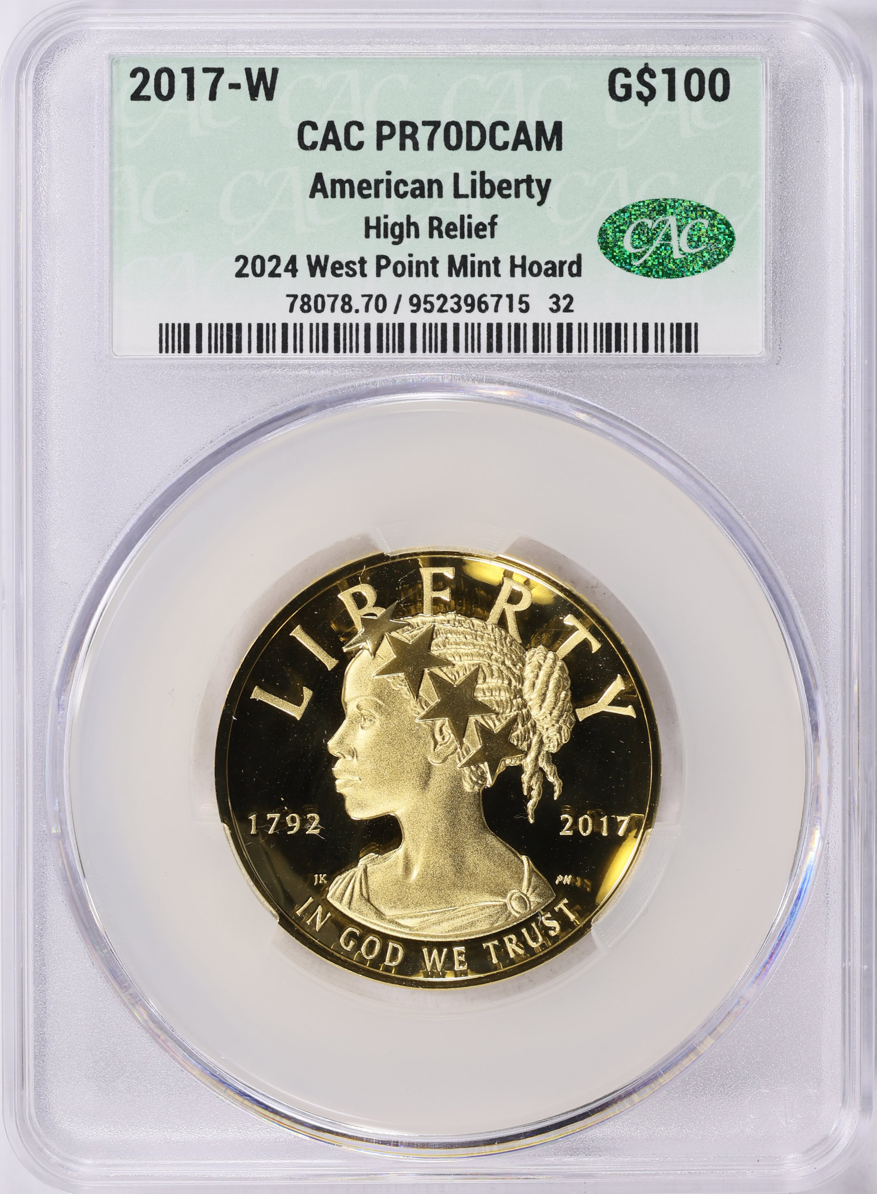 2017-W Gold $100 American Liberty High Relief 225th Anniversary U.S ...