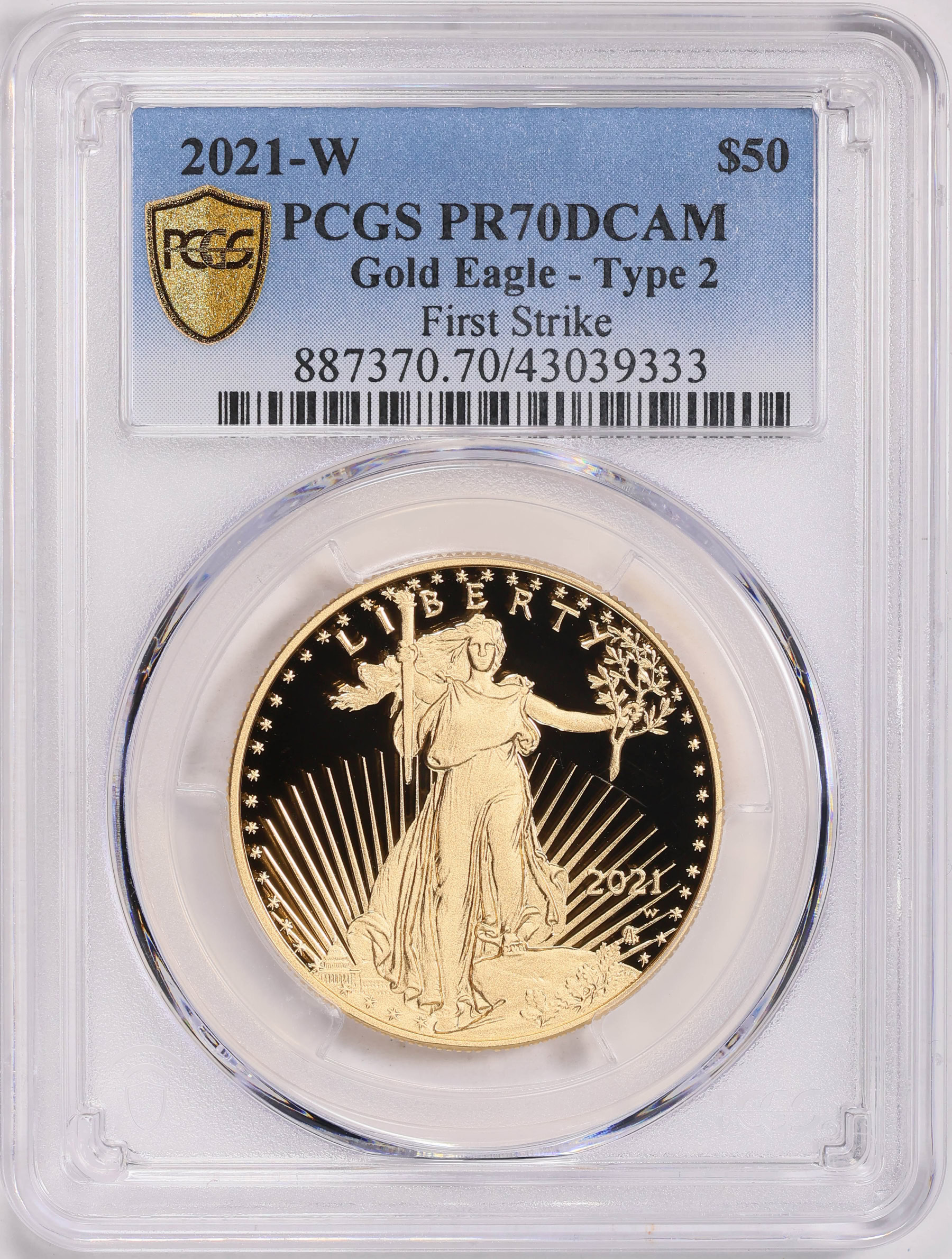 2021-W $50 One-Ounce Gold American Eagle Type 2 First Strike PCGS Proof-70 DCAM (Item 1852808 ...