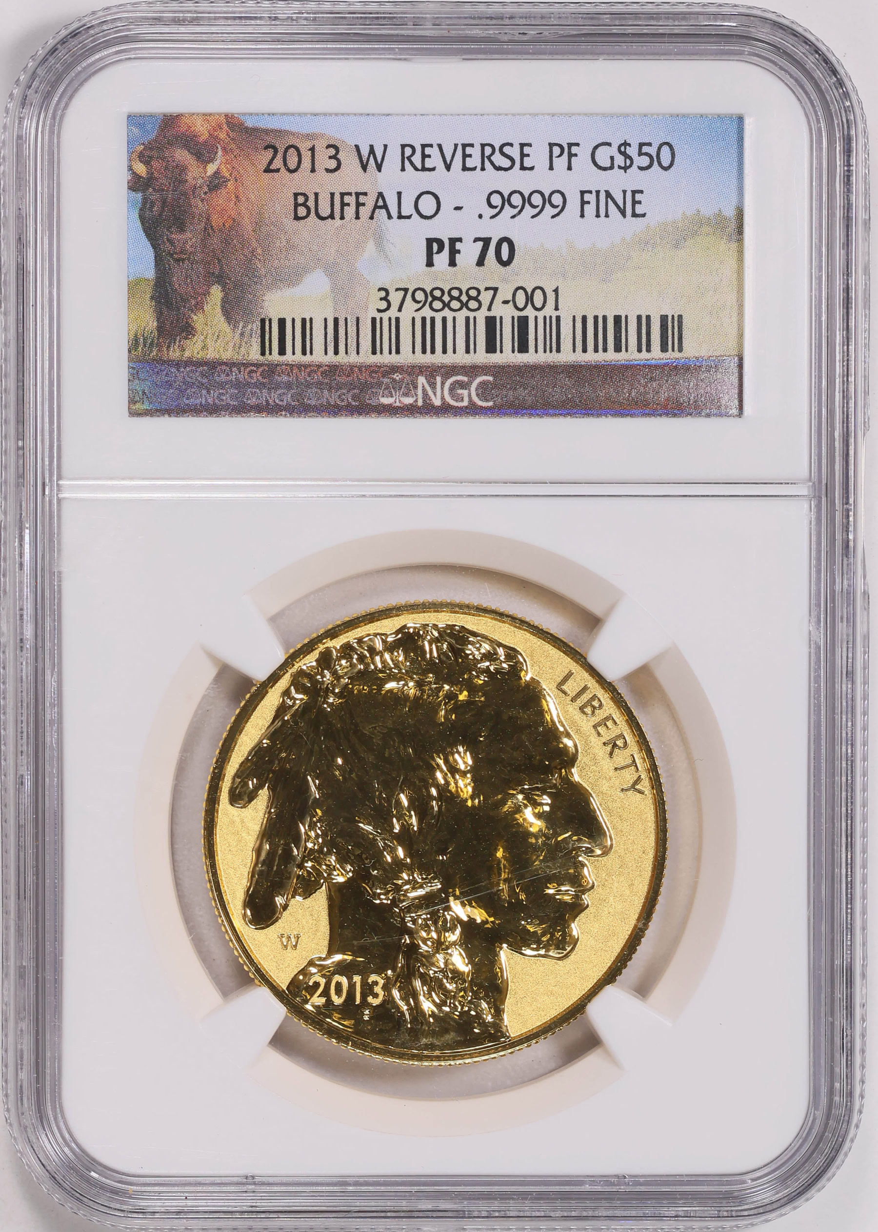 2013-W $50 One-Ounce Gold American Buffalo Reverse Proof NGC Proof-70 (Item 1852815 ...