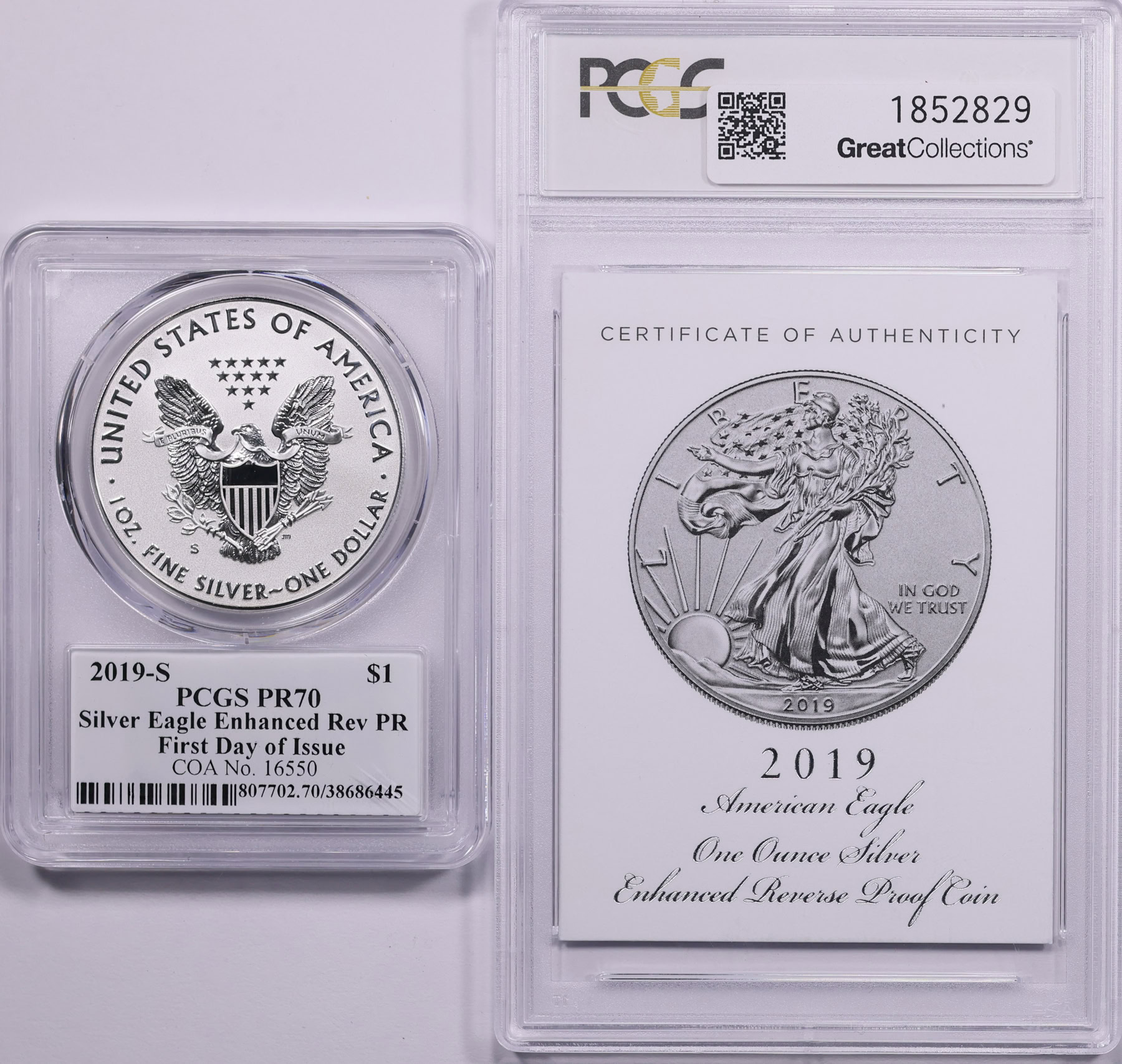 2019-S $1 Silver Eagle Enhanced Reverse Proof First Day of Issue PCGS Proof-70 (Mercanti Signed ...