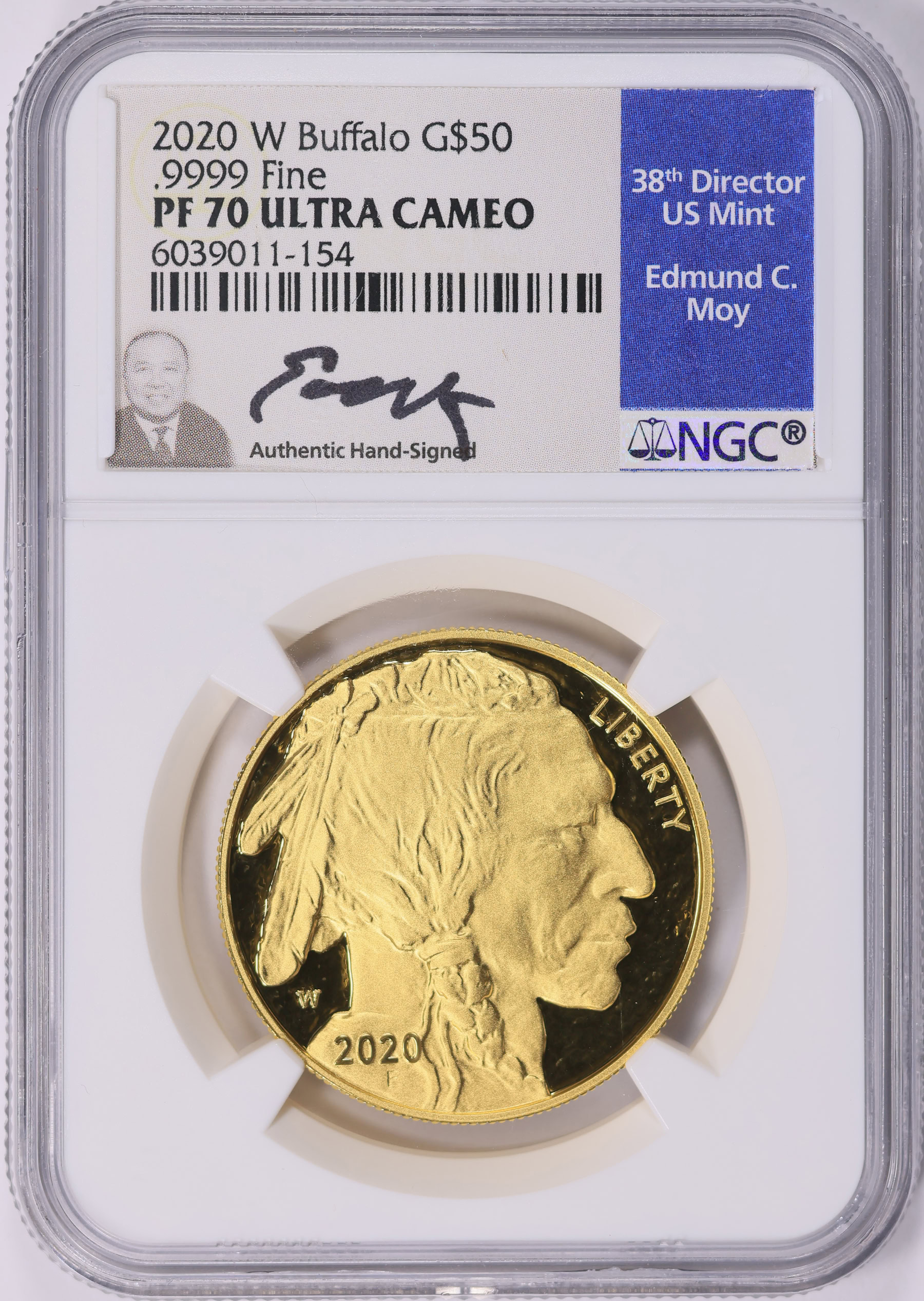 2020-W $50 One-Ounce Gold American Buffalo NGC Proof-70 UC (Edmund Moy ...