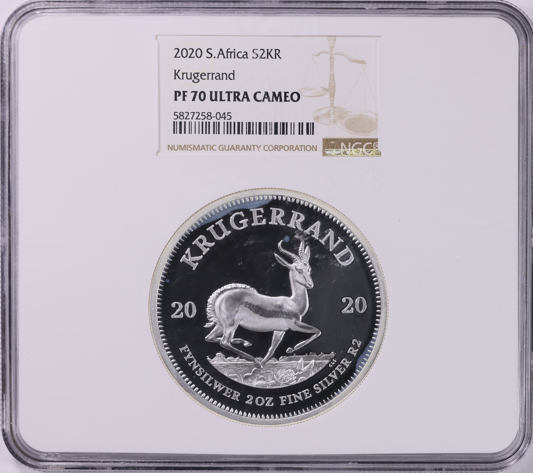 South Africa 2020 Silver 2 Krugerrand NGC Proof-70 UC (ASW = 2.0 oz.) (Item 1852889 ...