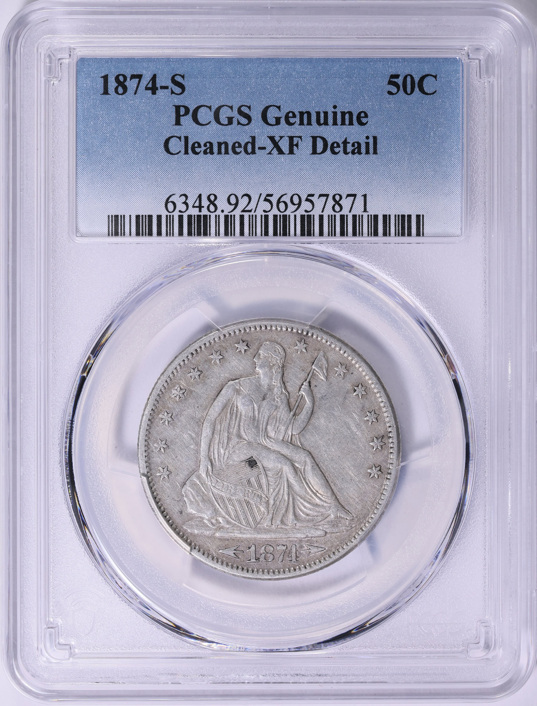 1874-S Seated Liberty Half Dollar Arrows PCGS Genuine XF Details (Item 1852952 ...
