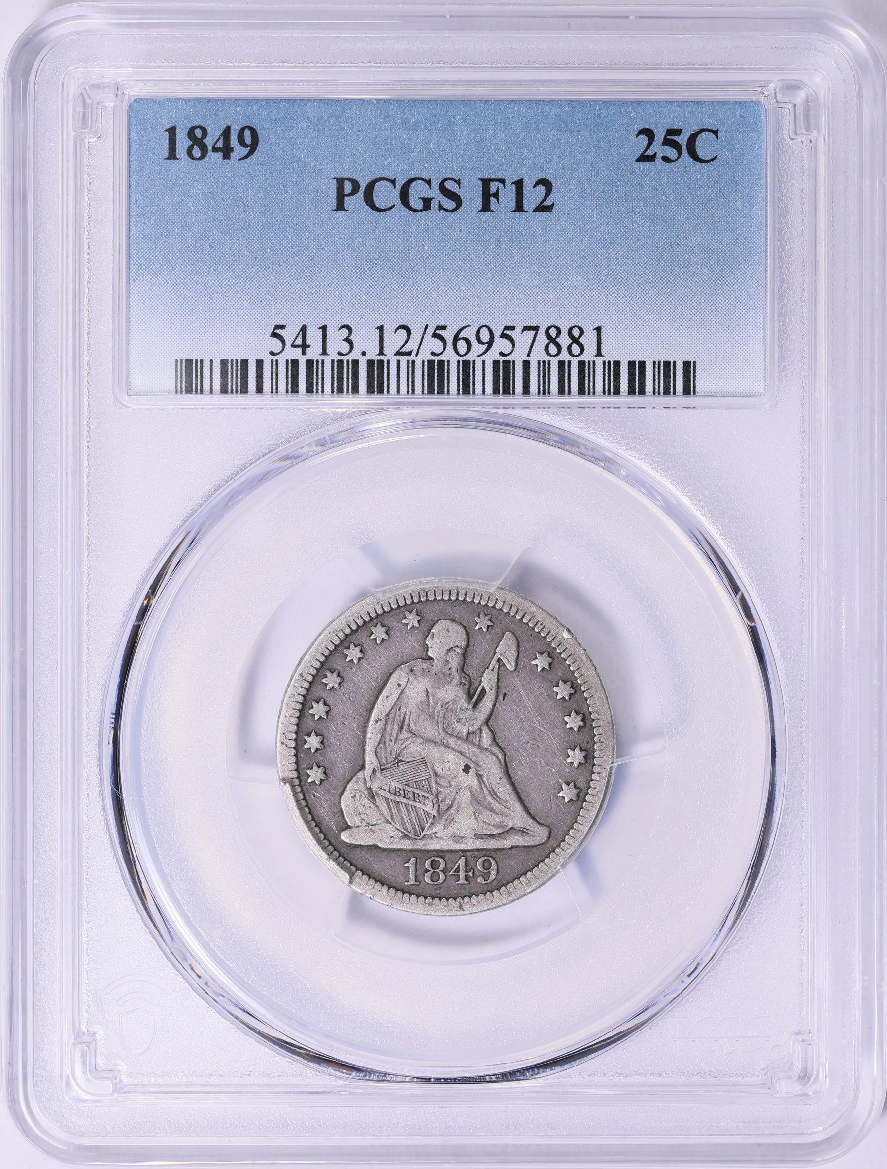 1849 Seated Liberty Quarter PCGS F-12 (Item 1852962) | GreatCollections Coin Auctions
