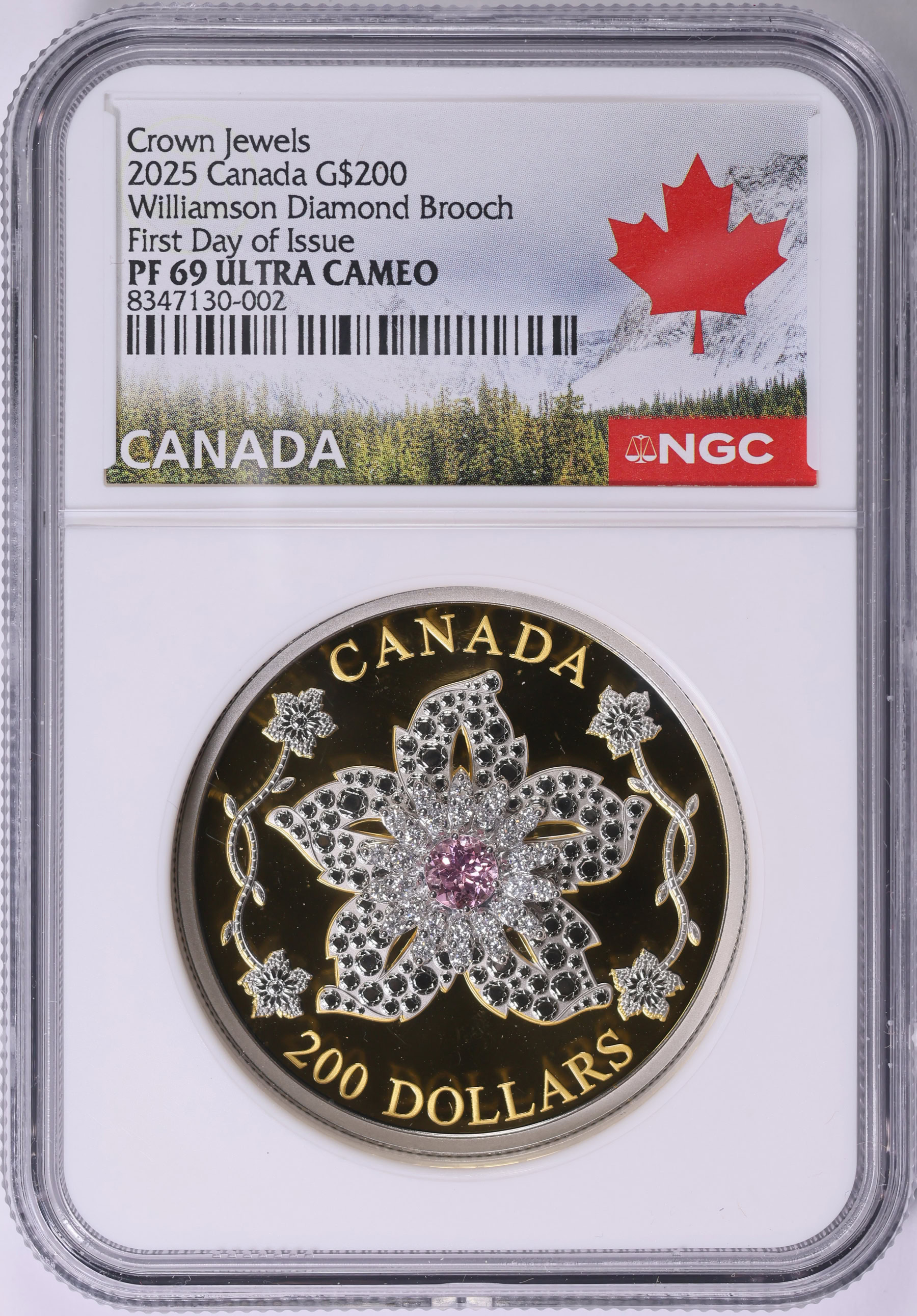 Canada 2025 Gold $200 Crown Jewels Williamson Diamond Brooch First Day ...