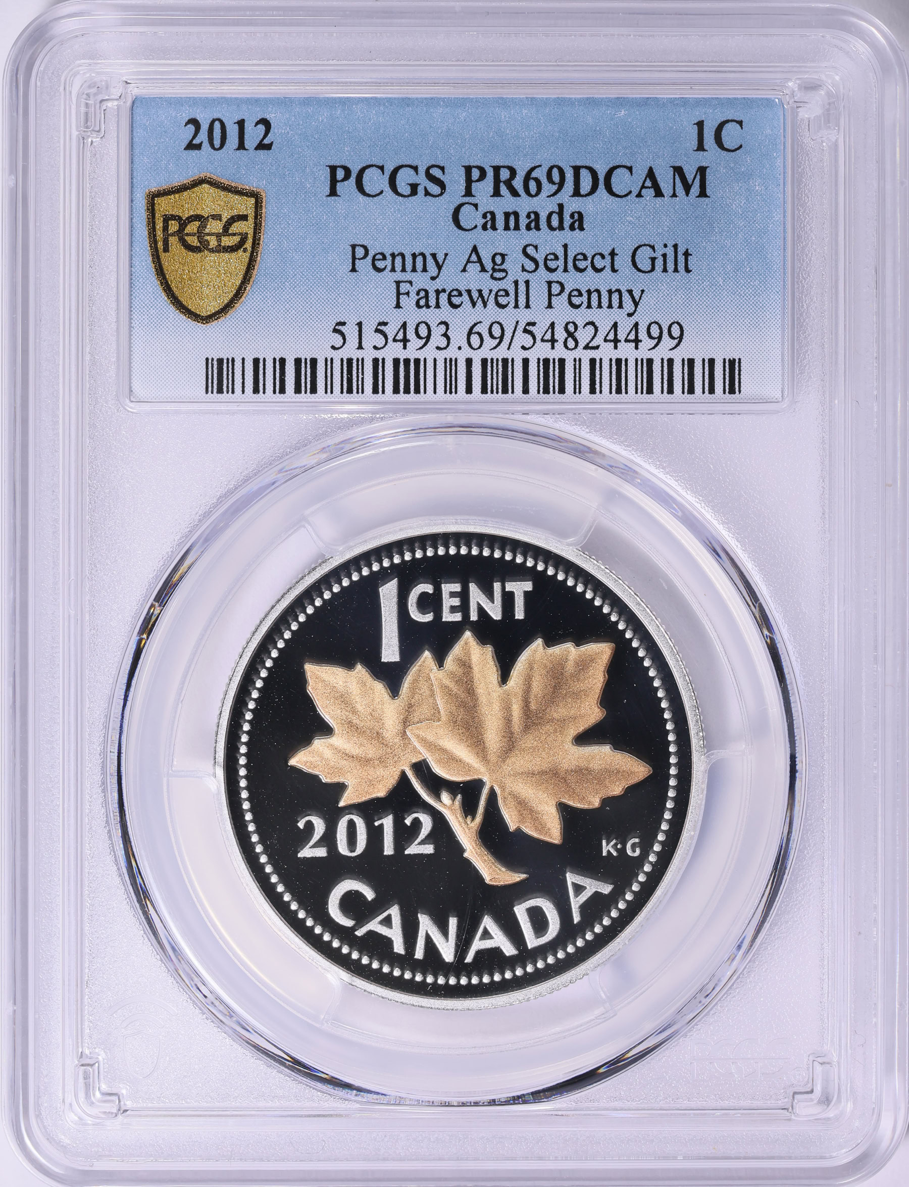 Canada 2012 Gilt Silver Cent Farewell to the Penny PCGS Proof-69 DCAM ...