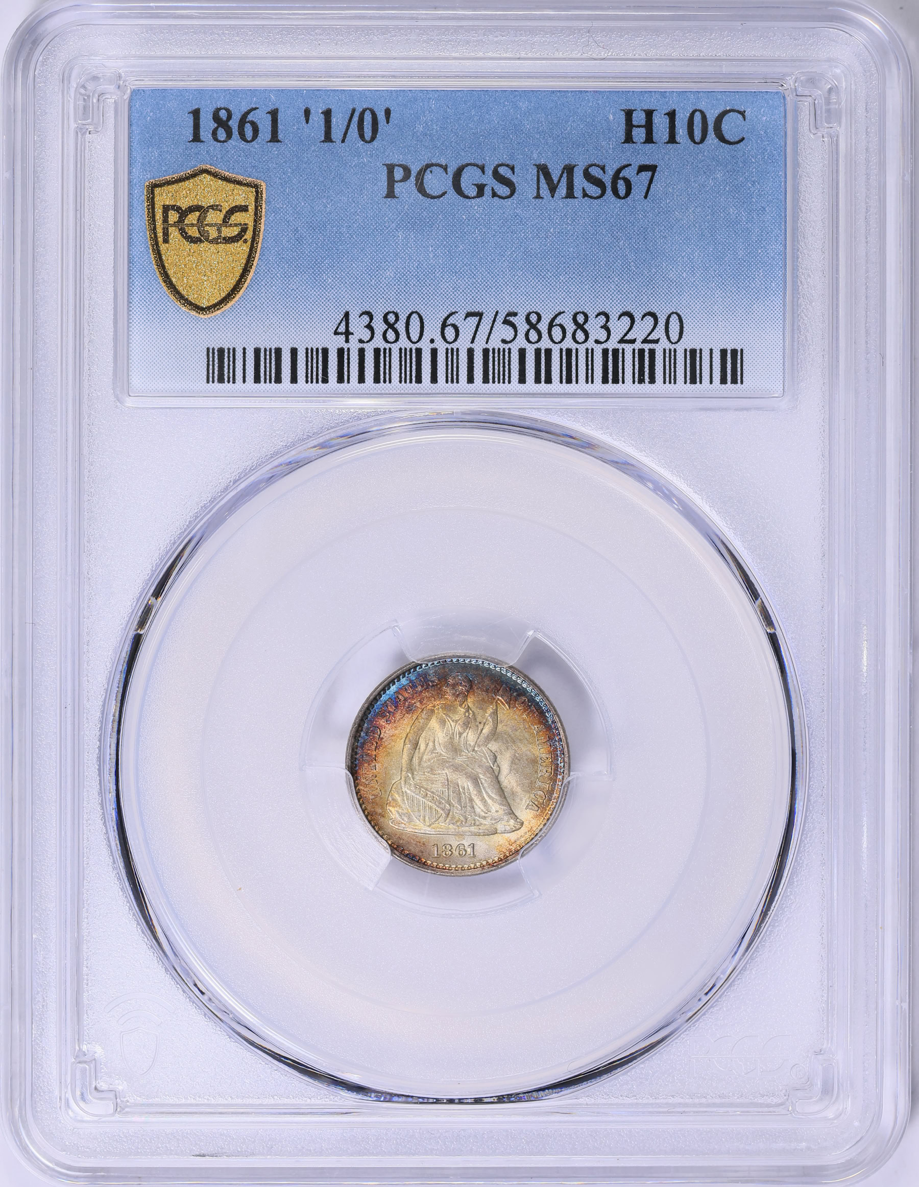 1861/0 Seated Liberty Half Dime PCGS MS-67 (Toned) (Item 1853025) | GreatCollections Coin Auctions