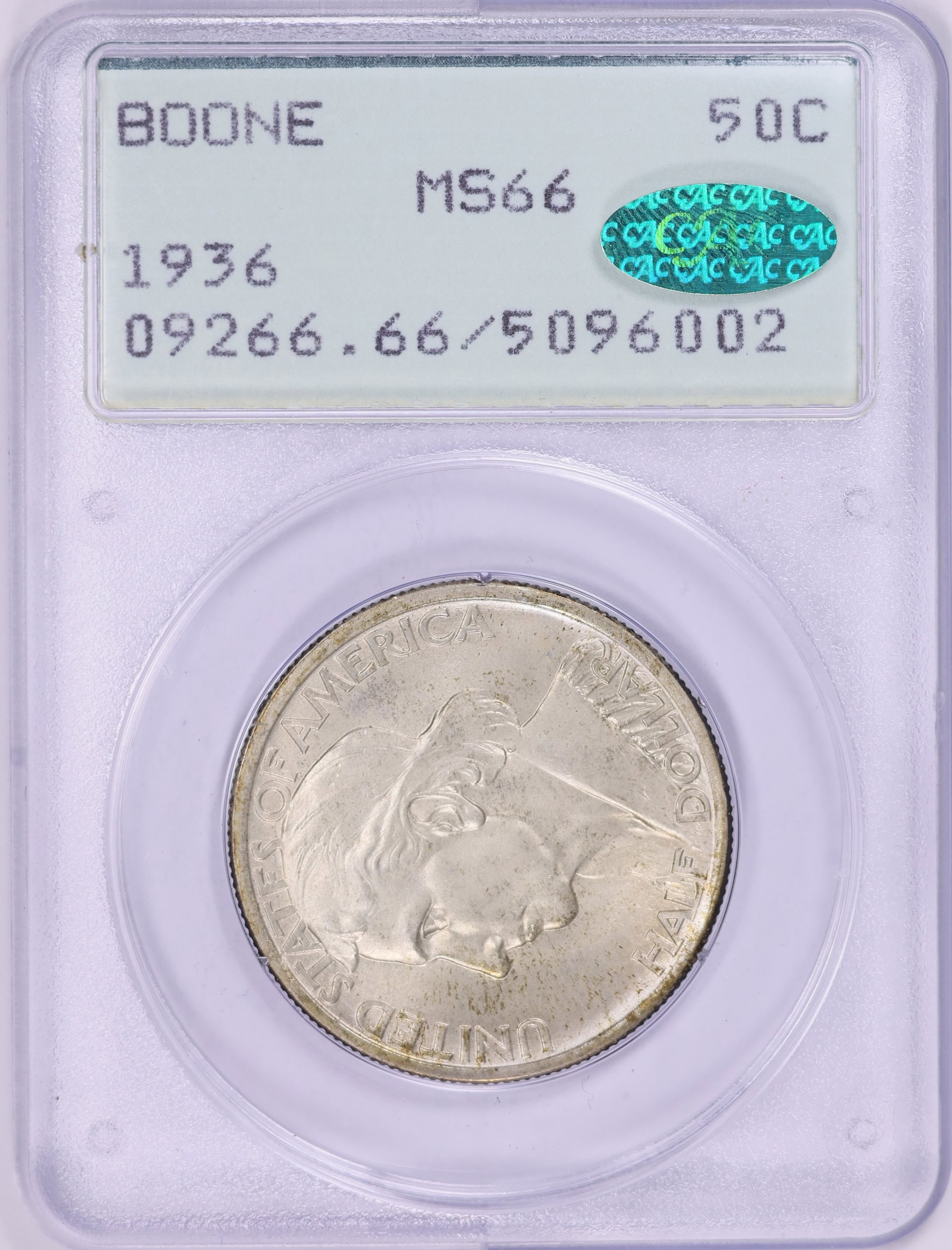 1936 Daniel Boone Bicentennial Half Dollar PCGS MS-66 (CAC Green) OGH ...