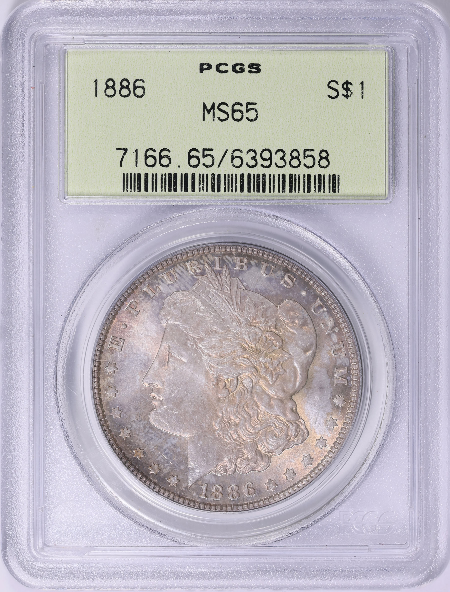 1886 Morgan Silver Dollar PCGS MS-65 OGH (Toned) (Item 1853079) | GreatCollections Coin Auctions