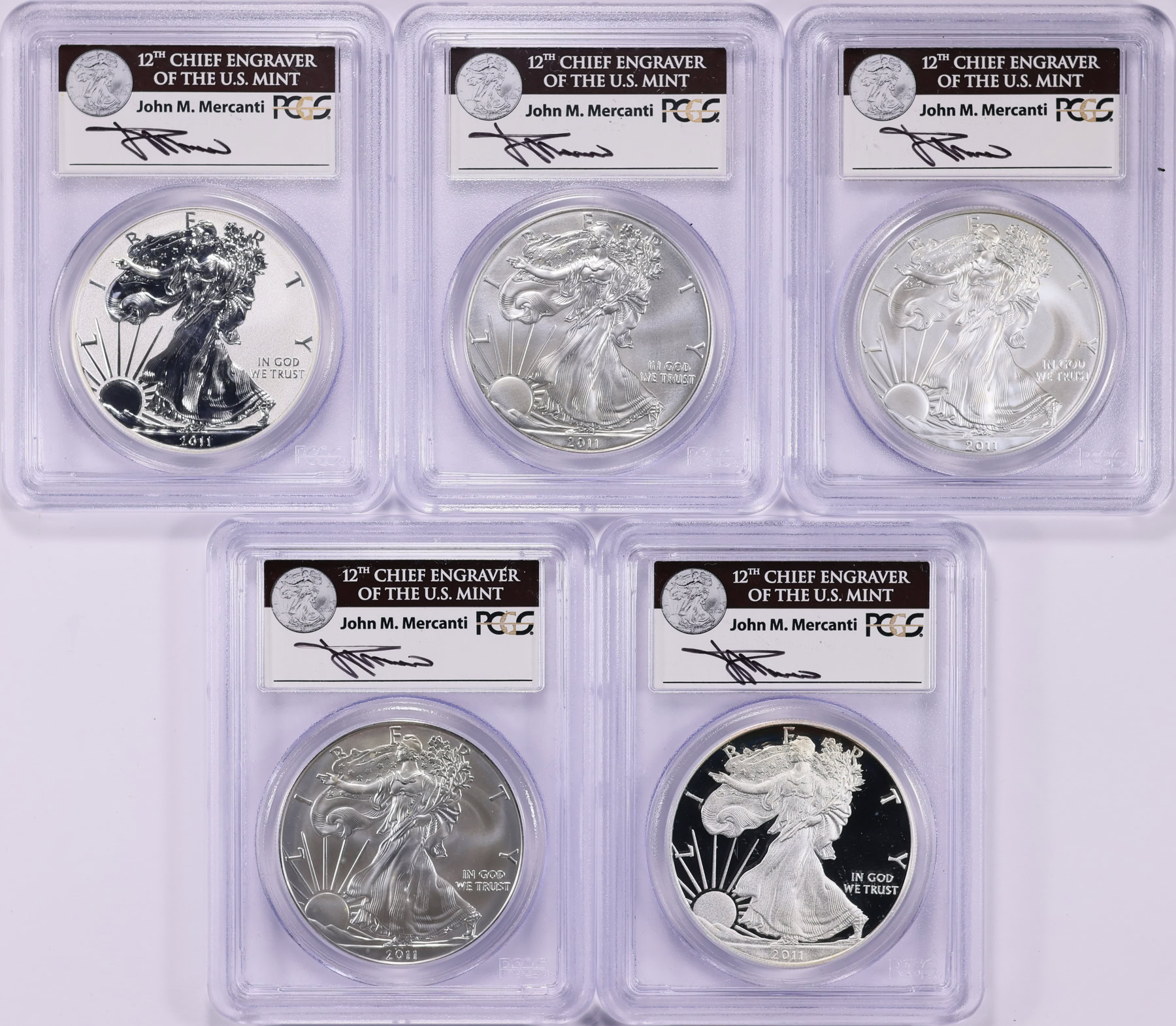 2011 25th Anniversary $1 Silver Eagle Set First Strike PCGS MS-70/Proof ...
