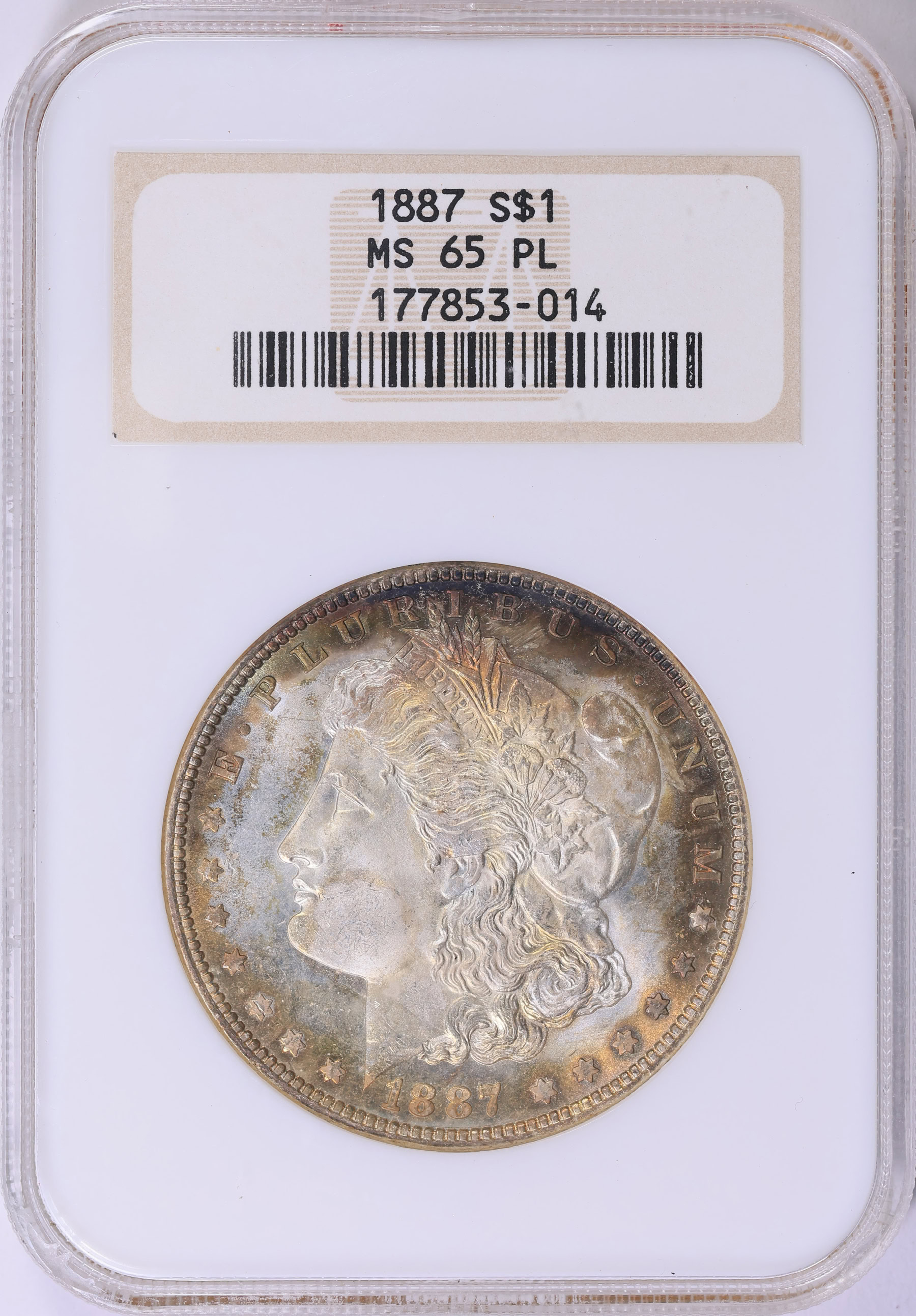 1887 Morgan Silver Dollar NGC MS-65 PL OH (Toned) (Item 1853144) | GreatCollections Coin Auctions