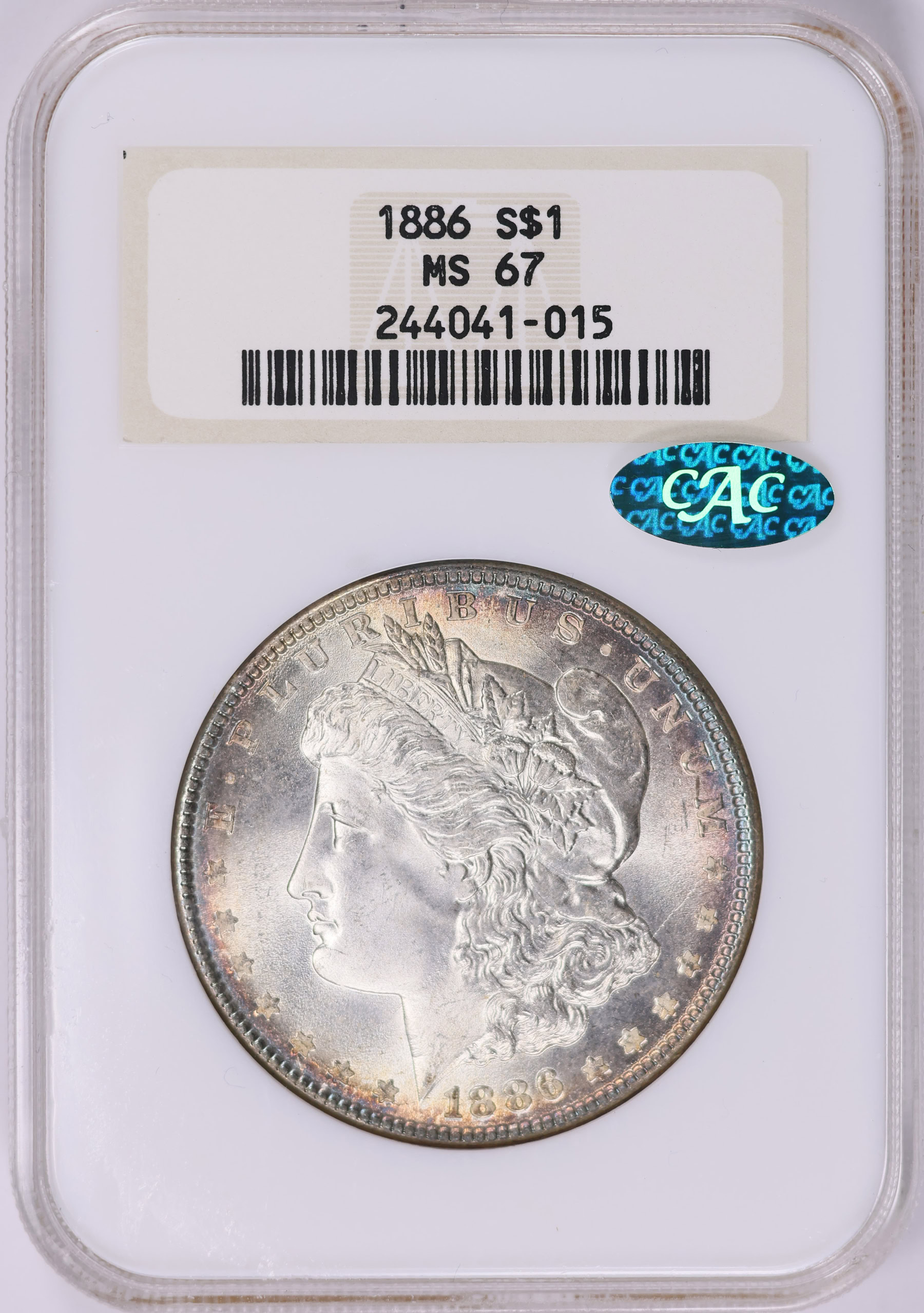 1886 Morgan Silver Dollar NGC MS-67 OH (CAC Green) (Toned) (Item 1853152) | GreatCollections ...