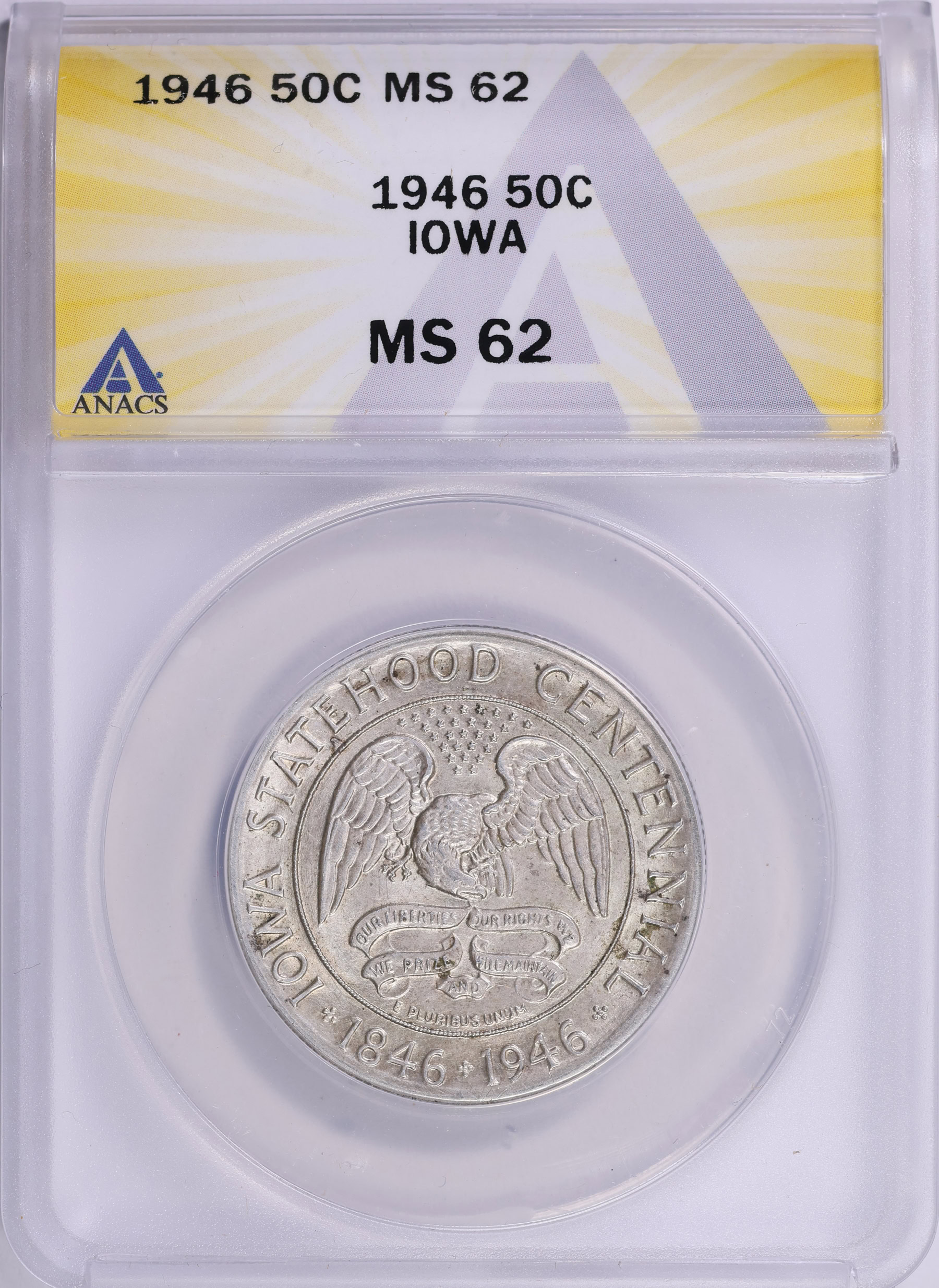1946 Iowa Centennial Half Dollar ANACS MS-62 (Item 1853200 ...