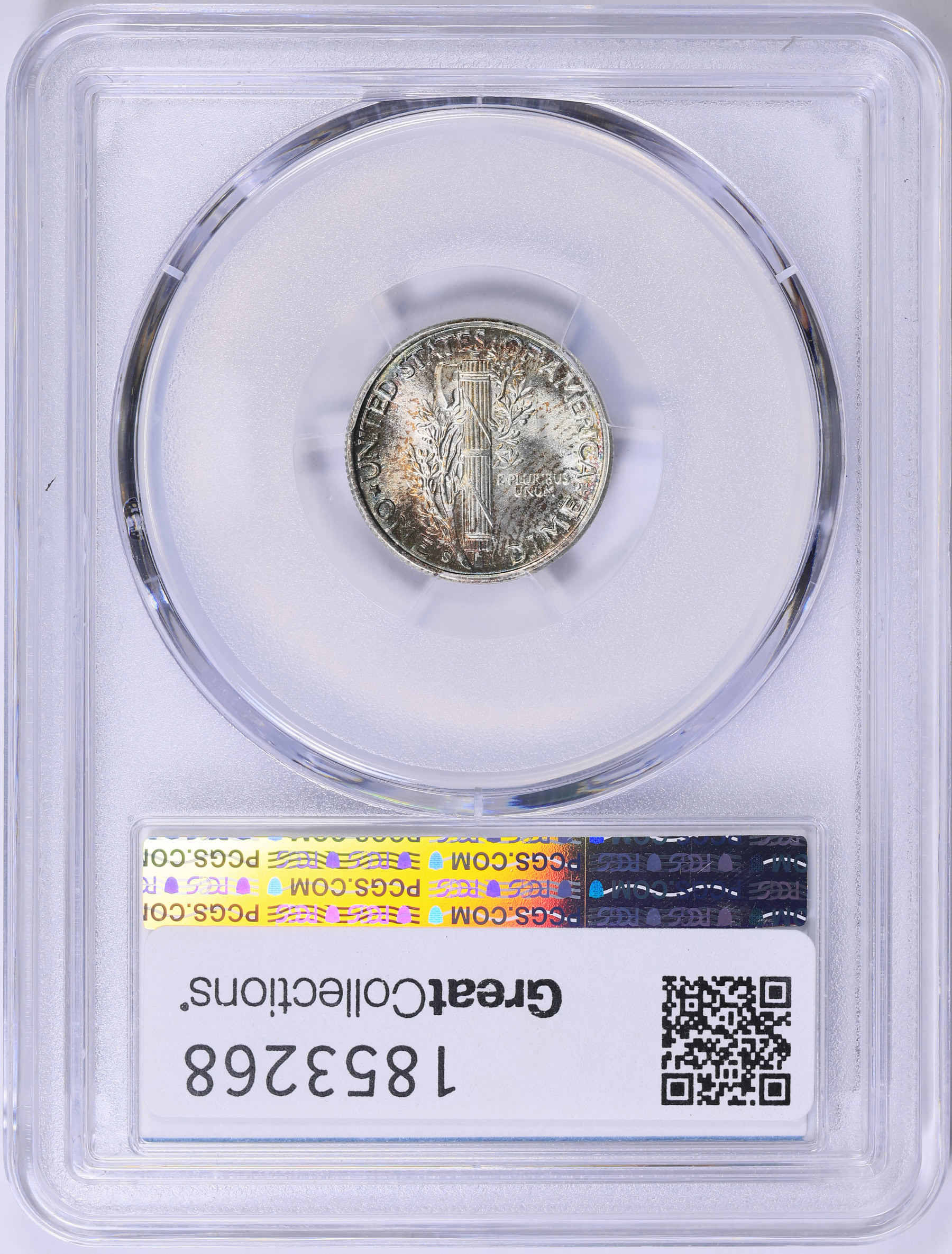 1943-S Mercury Dime PCGS MS-67+ (CAC Green) (Toned) (Item 1853268) | GreatCollections Coin Auctions