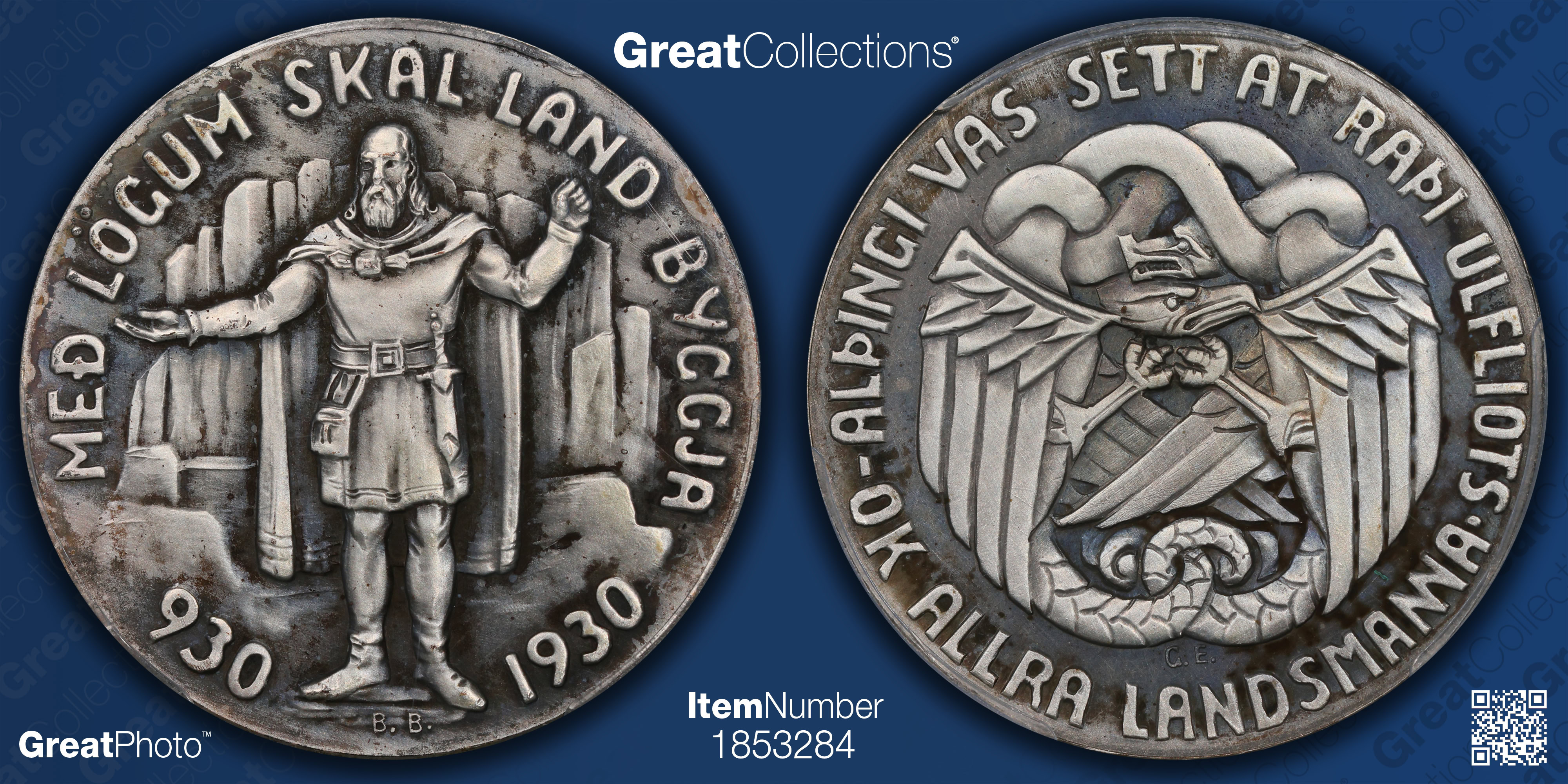 Iceland 1930 Silver 5 Kronur Althing 1,000 Year Anniversary KM-X2 PCGS ...