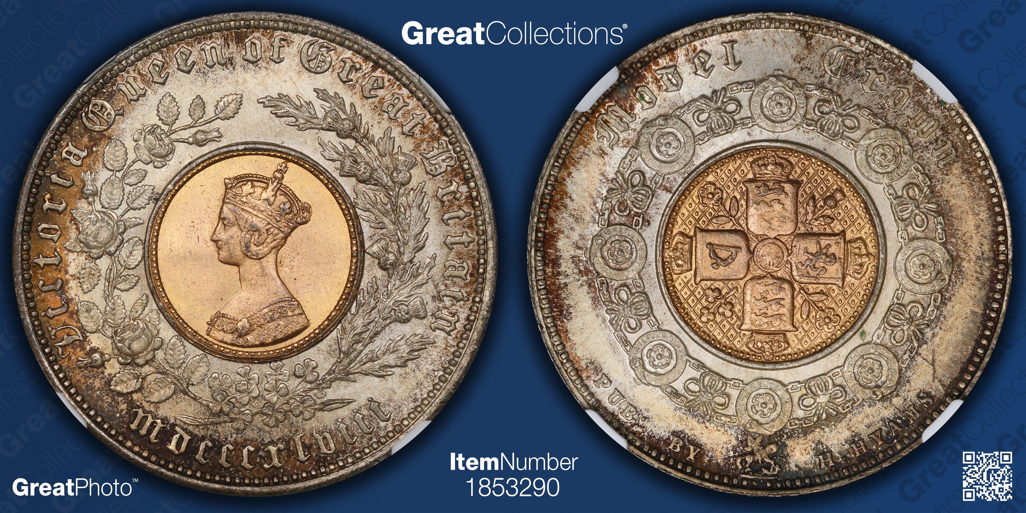 Great Britain 1848 Silvered and Gilt Copper Model Crown Token NGC MS-65 ...