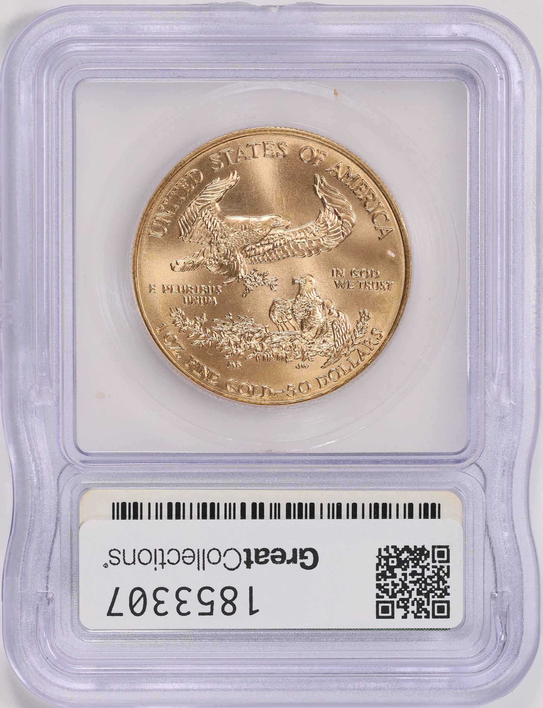 2001 $50 One-Ounce Gold American Eagle ICG MS-70 (Item 1853307 ...