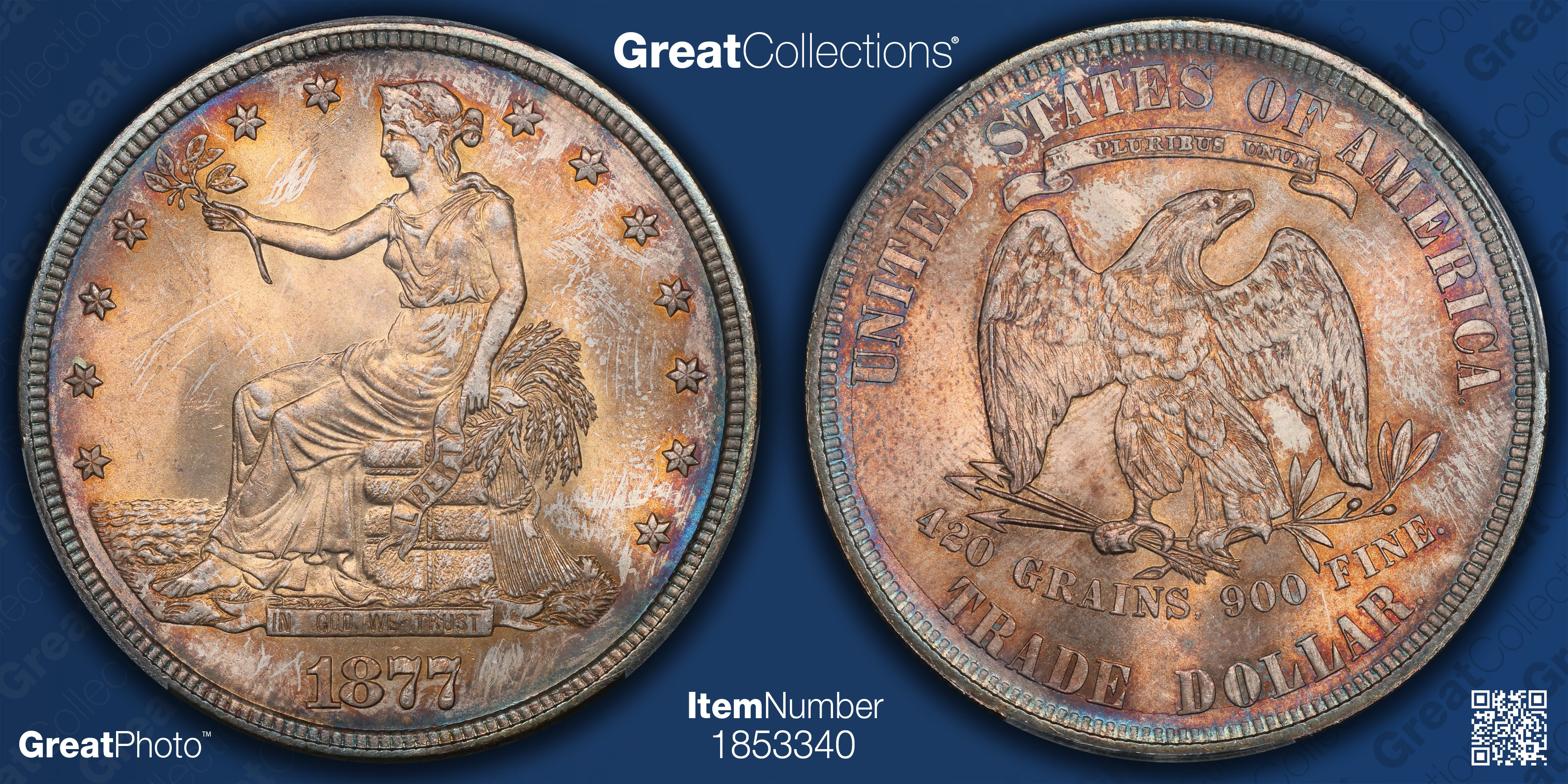 1877 Trade Silver Dollar PCGS MS-65+ (Toned) (Item 1853340 ...