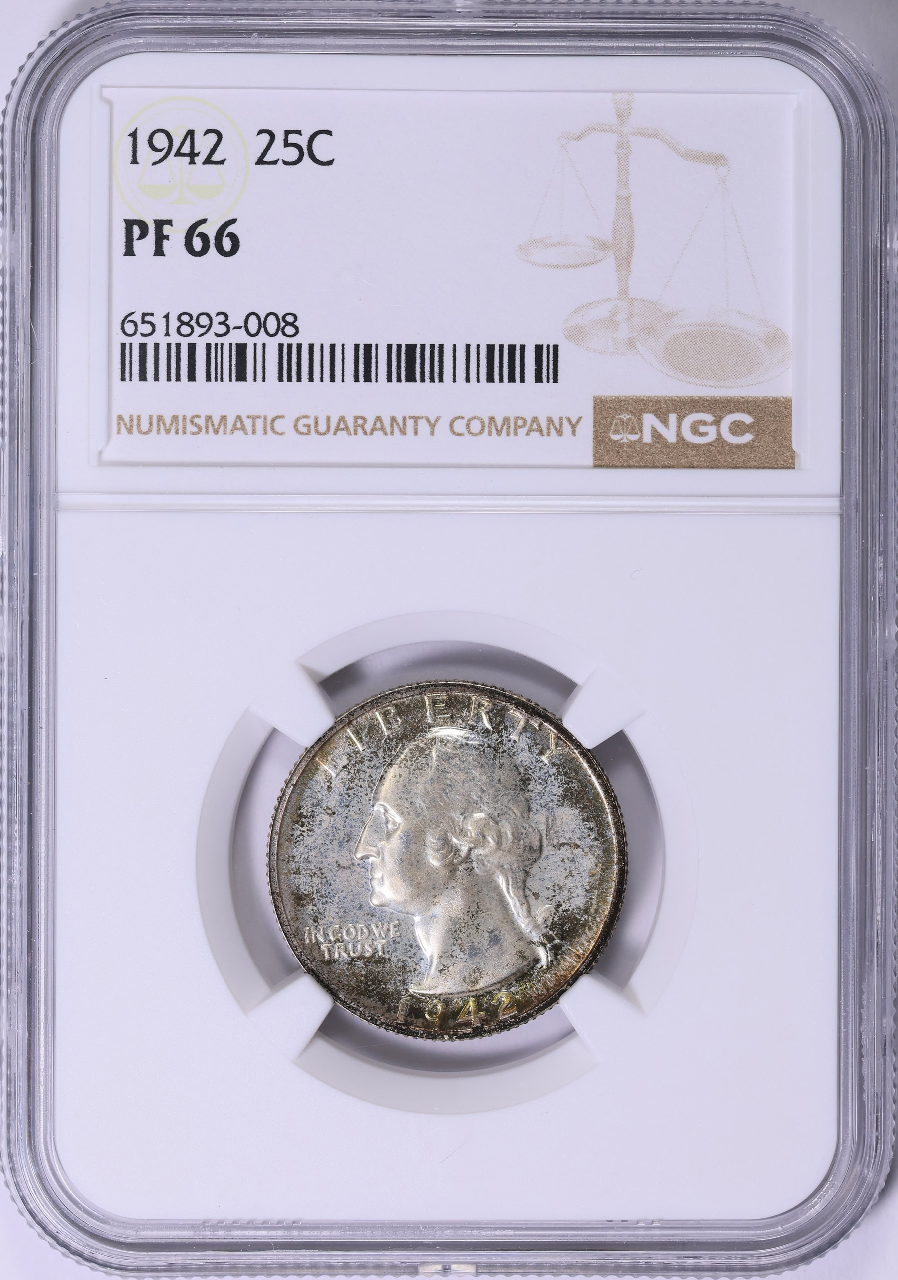 1942 Washington Quarter NGC Proof-66 (Toned) (Item 1853408) | GreatCollections Coin Auctions