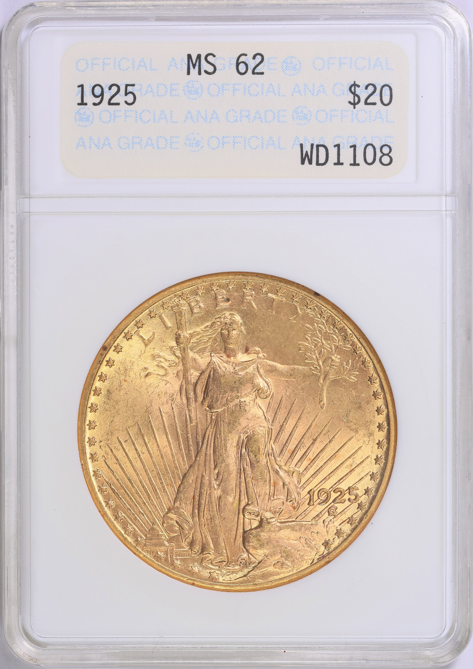 1925 Saint-Gaudens Gold Double Eagle ANACS MS-62 OH (Item 1853577) | GreatCollections Coin Auctions