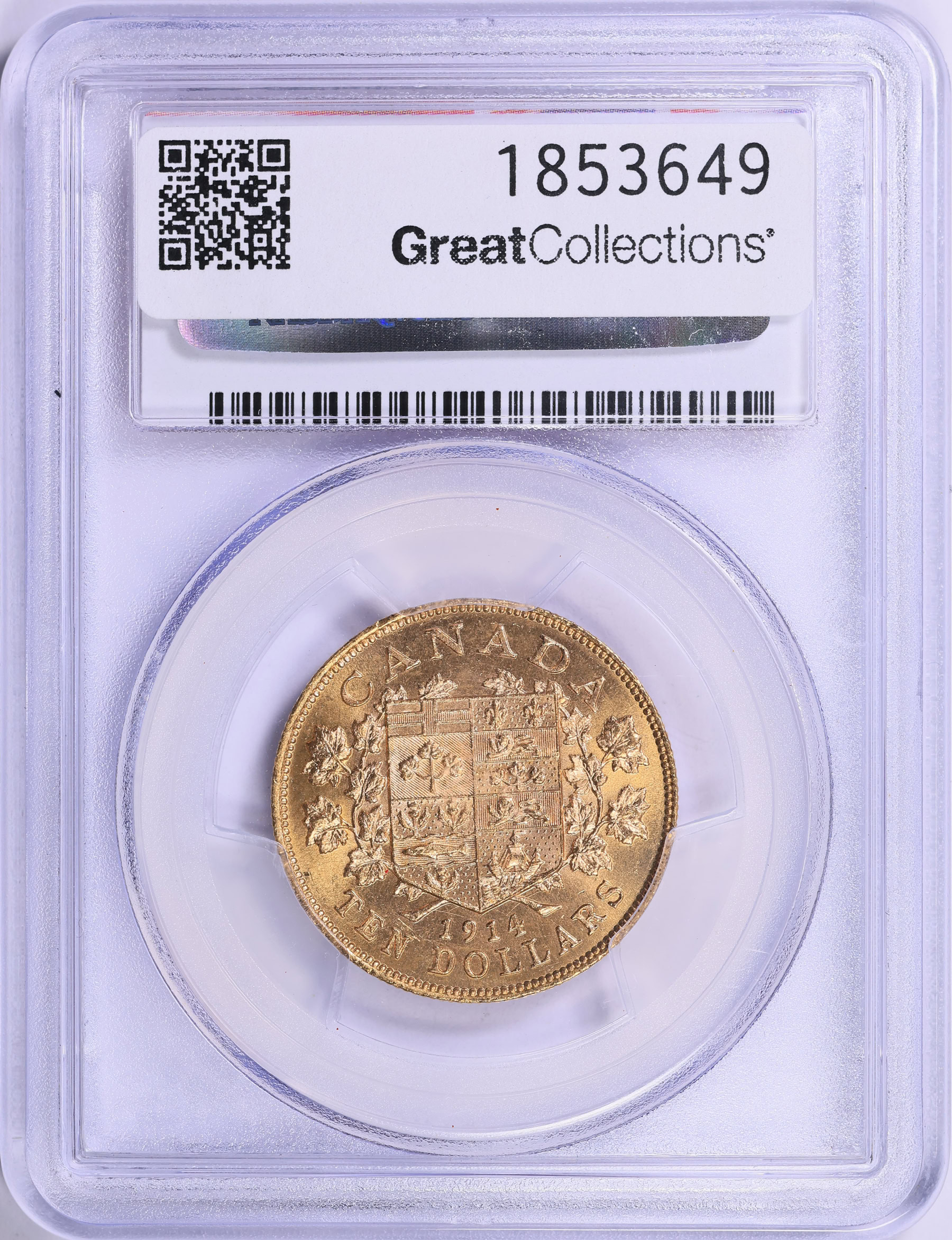 Canada 1914 Gold $10 KGV KM-27 Canadian Gold Reserve PCGS MS-65 (AGW ...