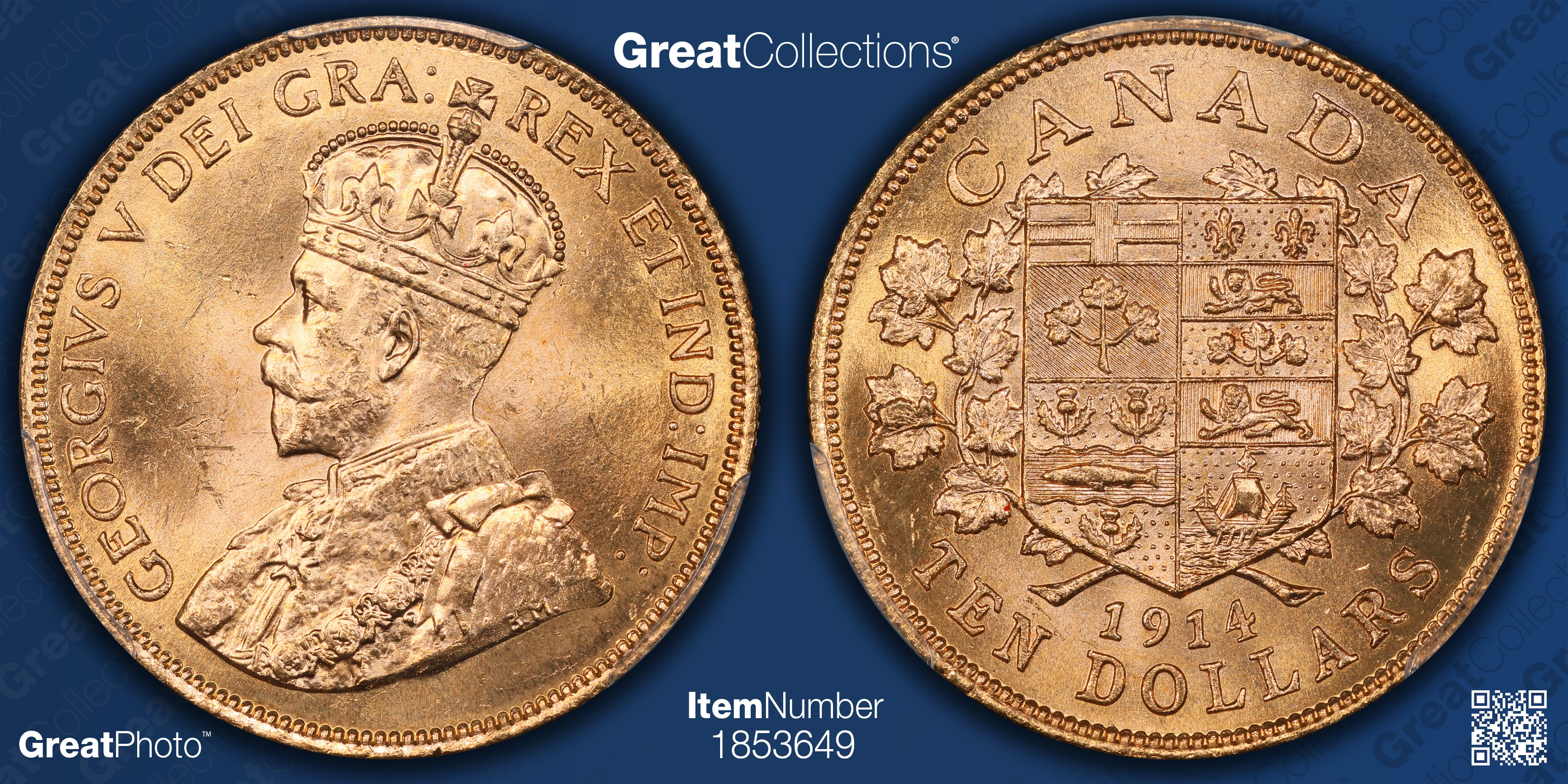 Canada 1914 Gold $10 KGV KM-27 Canadian Gold Reserve PCGS MS-65 (AGW ...