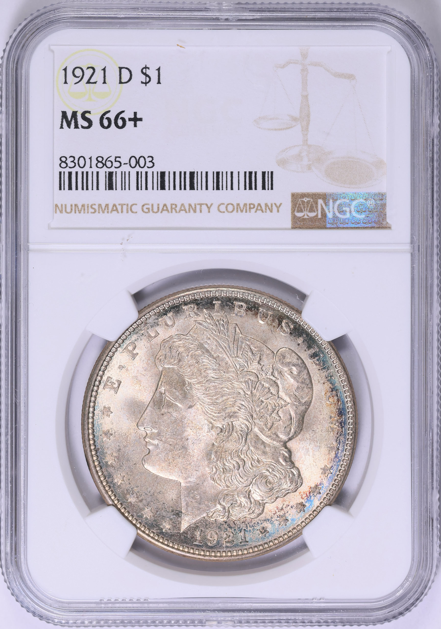 1921-D Morgan Silver Dollar NGC MS-66+ (Toned) (Item 1853662) | GreatCollections Coin Auctions