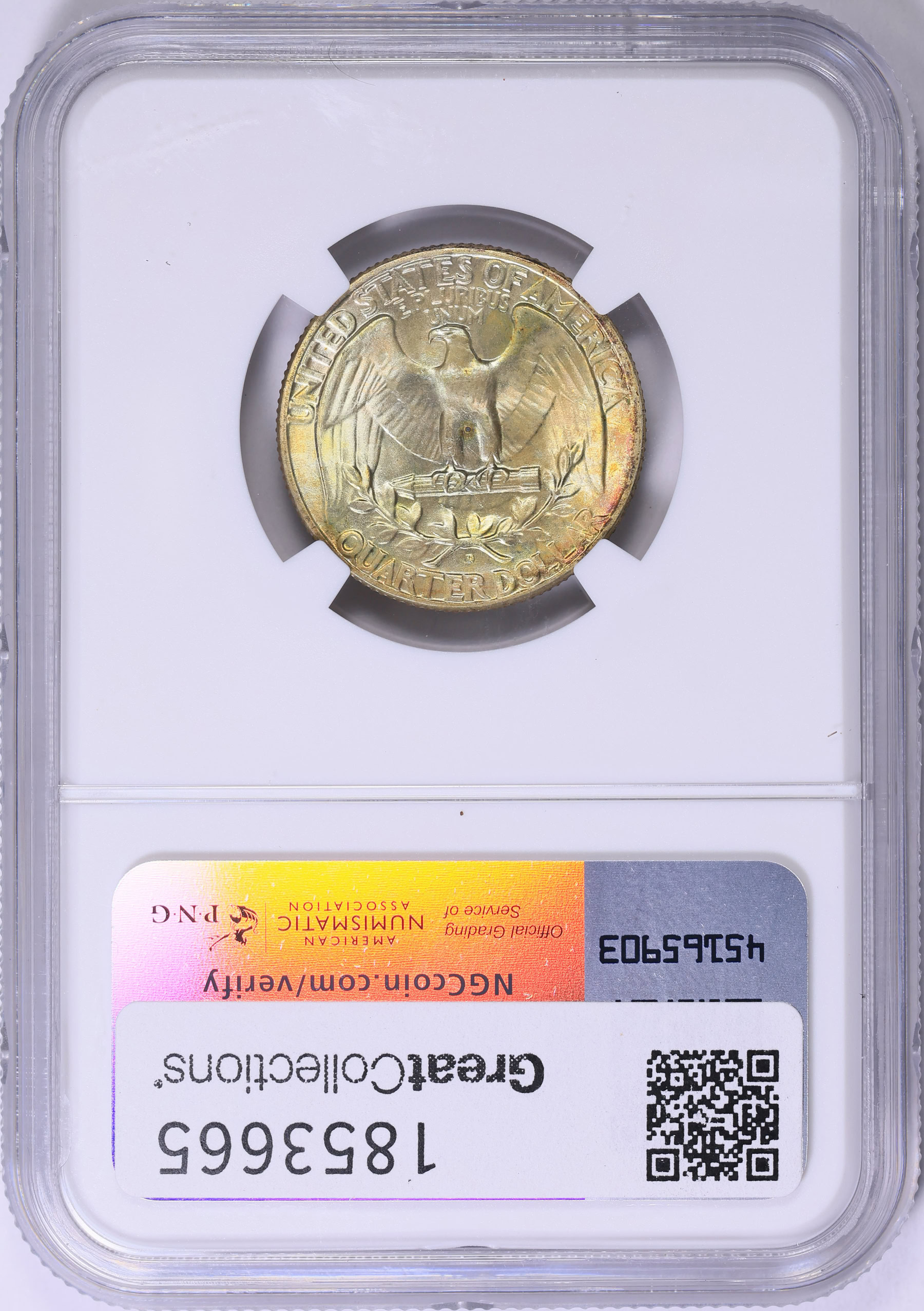 1952-D Washington Quarter NGC MS-67 (Toned) (Item 1853665) | GreatCollections Coin Auctions