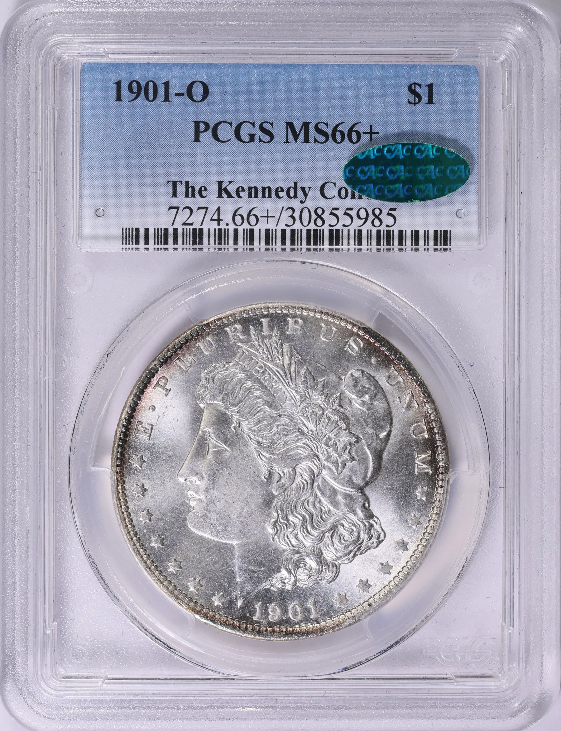 1901-O Morgan Silver Dollar PCGS MS-66+ (CAC Green) (Toned) (The Kennedy Collection) (Item ...