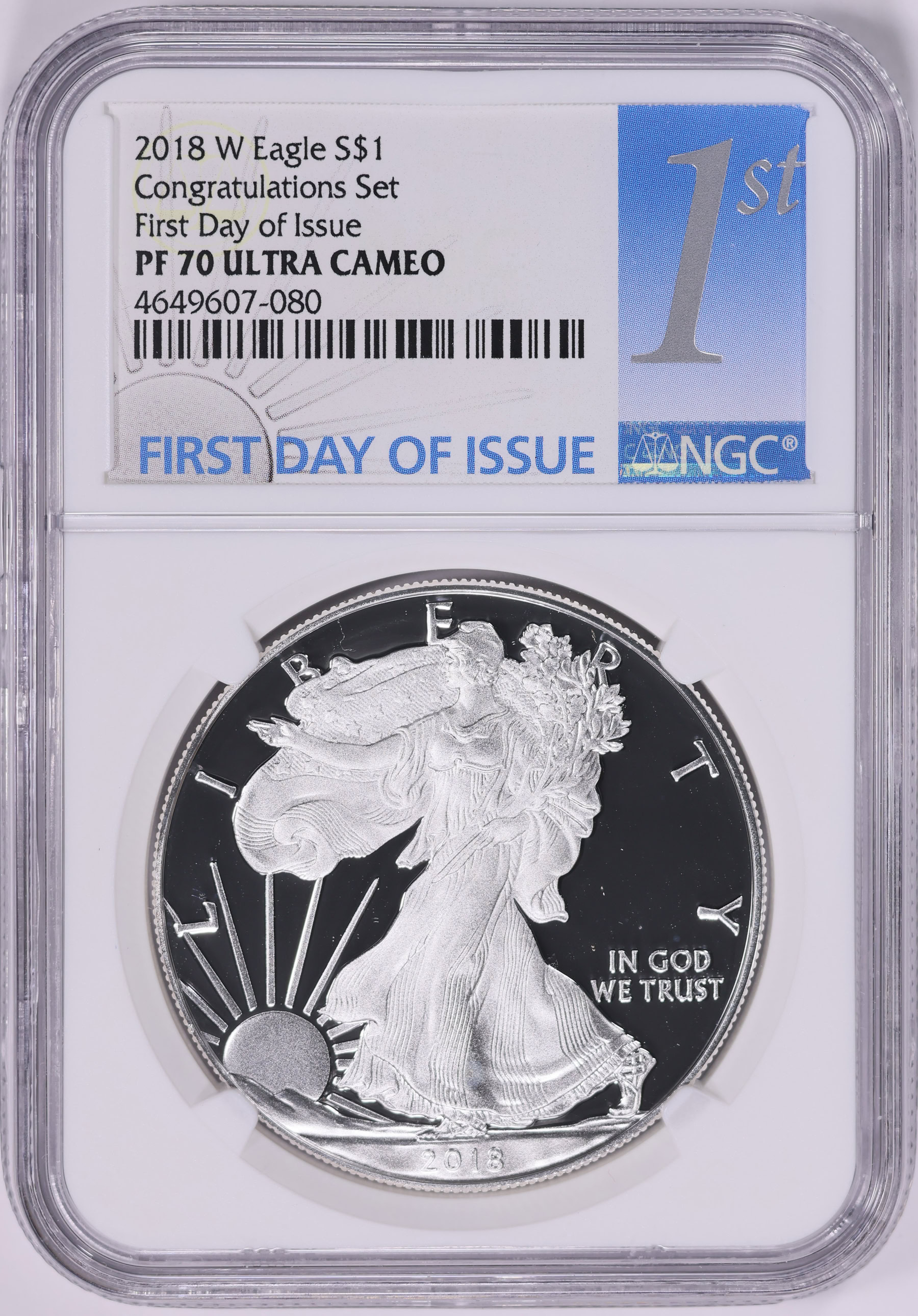 2018-W $1 Silver Eagle First Day of Issue (From the Congratulations Set) NGC Proof-70 UC (Item ...