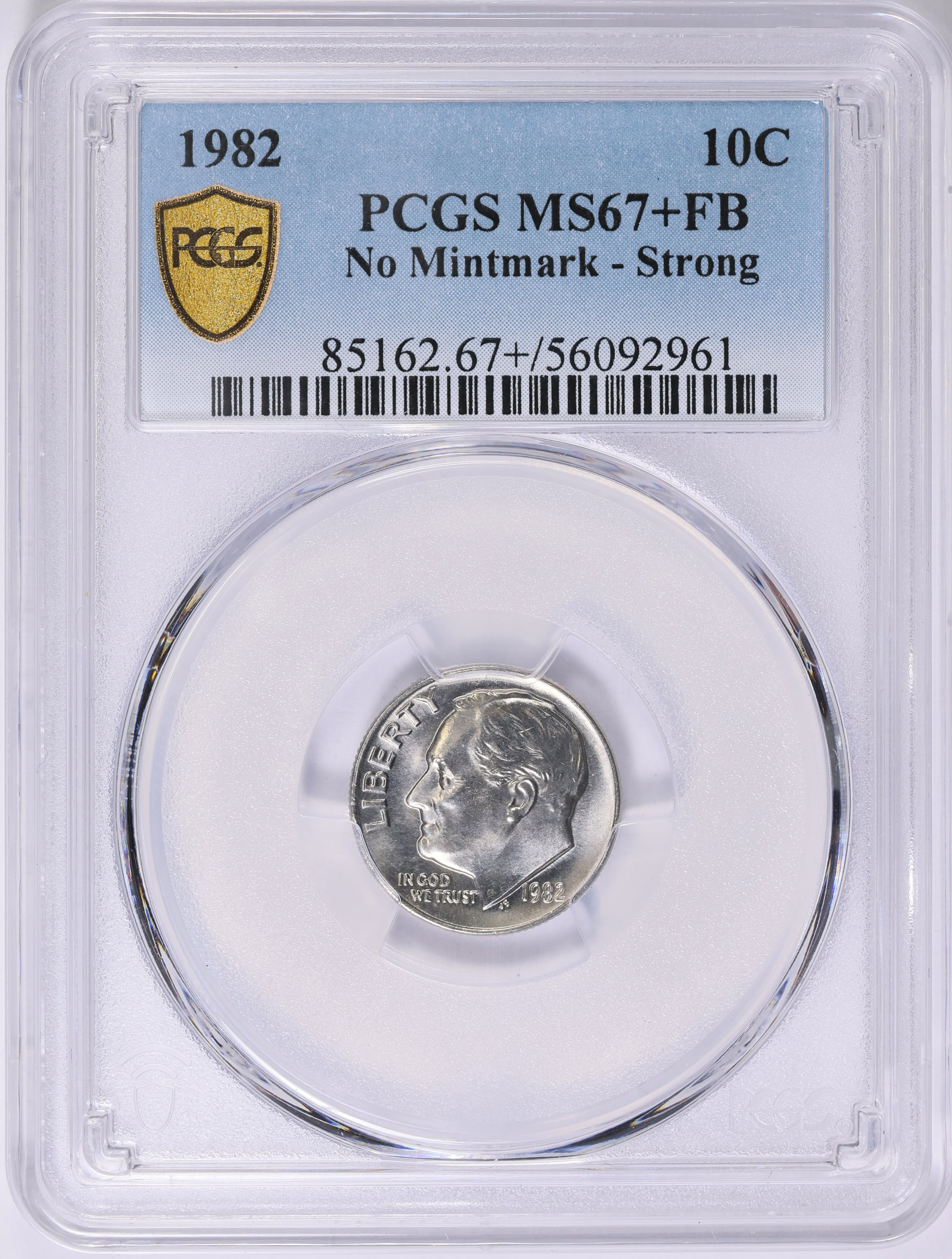1982 Roosevelt Dime No Mintmark, Strong PCGS MS-67+ FB (Item 1854378 ...