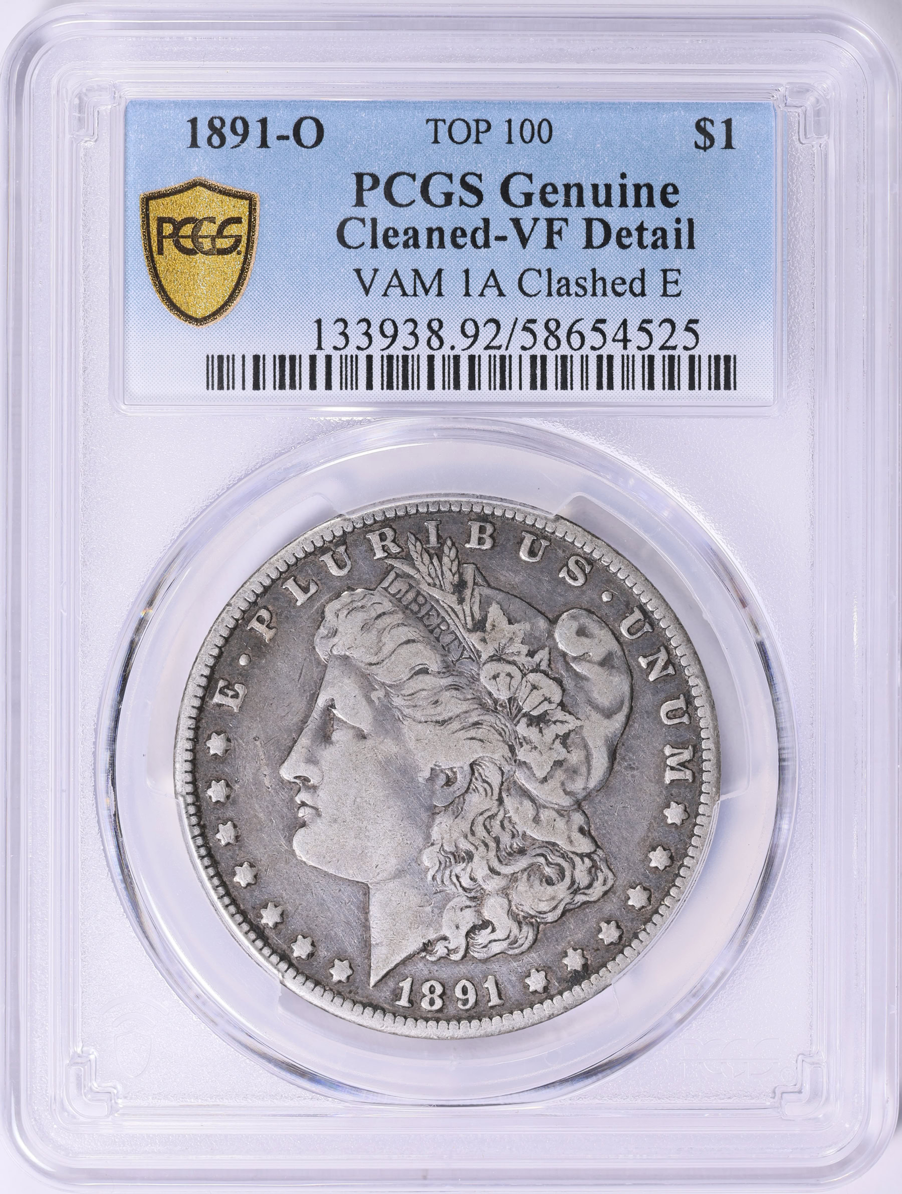 1891-O Morgan Silver Dollar Clashed E VAM-1A Top 100 PCGS Genuine VF Details (Item 1854468 ...