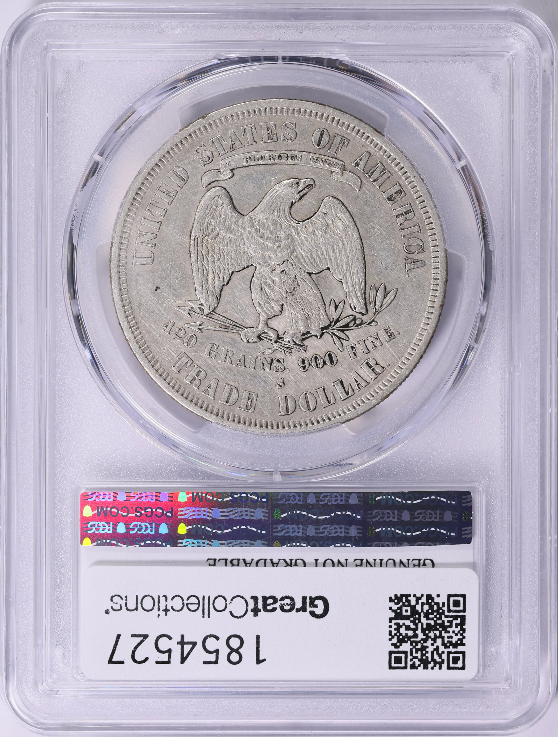 1877-S Trade Silver Dollar Chop Mark FS-801, C-17 DDR PCGS Genuine XF ...