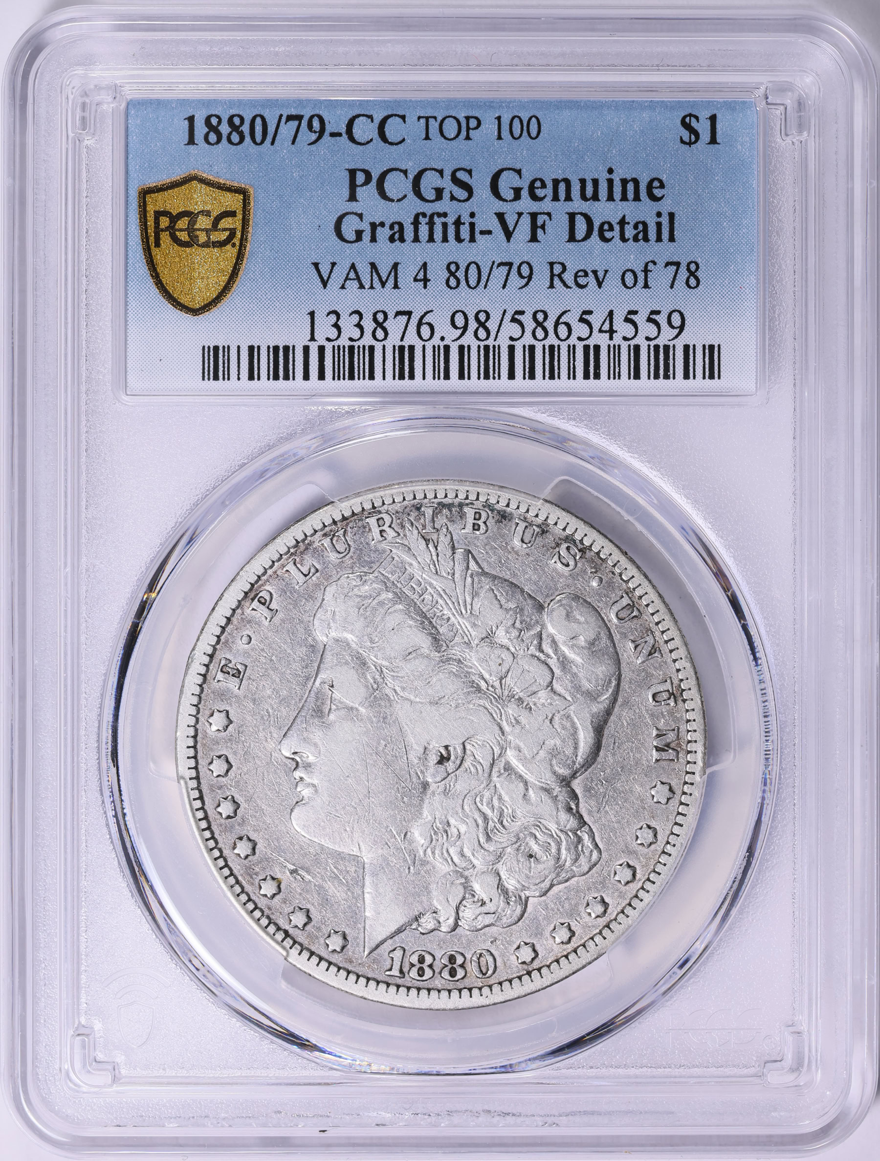 1880/79-CC Morgan Silver Dollar 80/79 Reverse of 78 VAM-4 Top 100 PCGS Genuine VF Details (Item ...