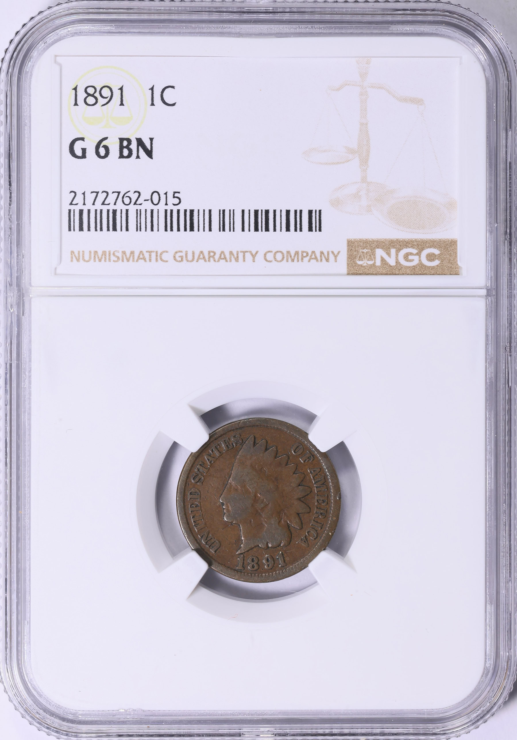 1891 Indian Cent NGC G-06 BN (Item 1854554) | GreatCollections Coin Auctions