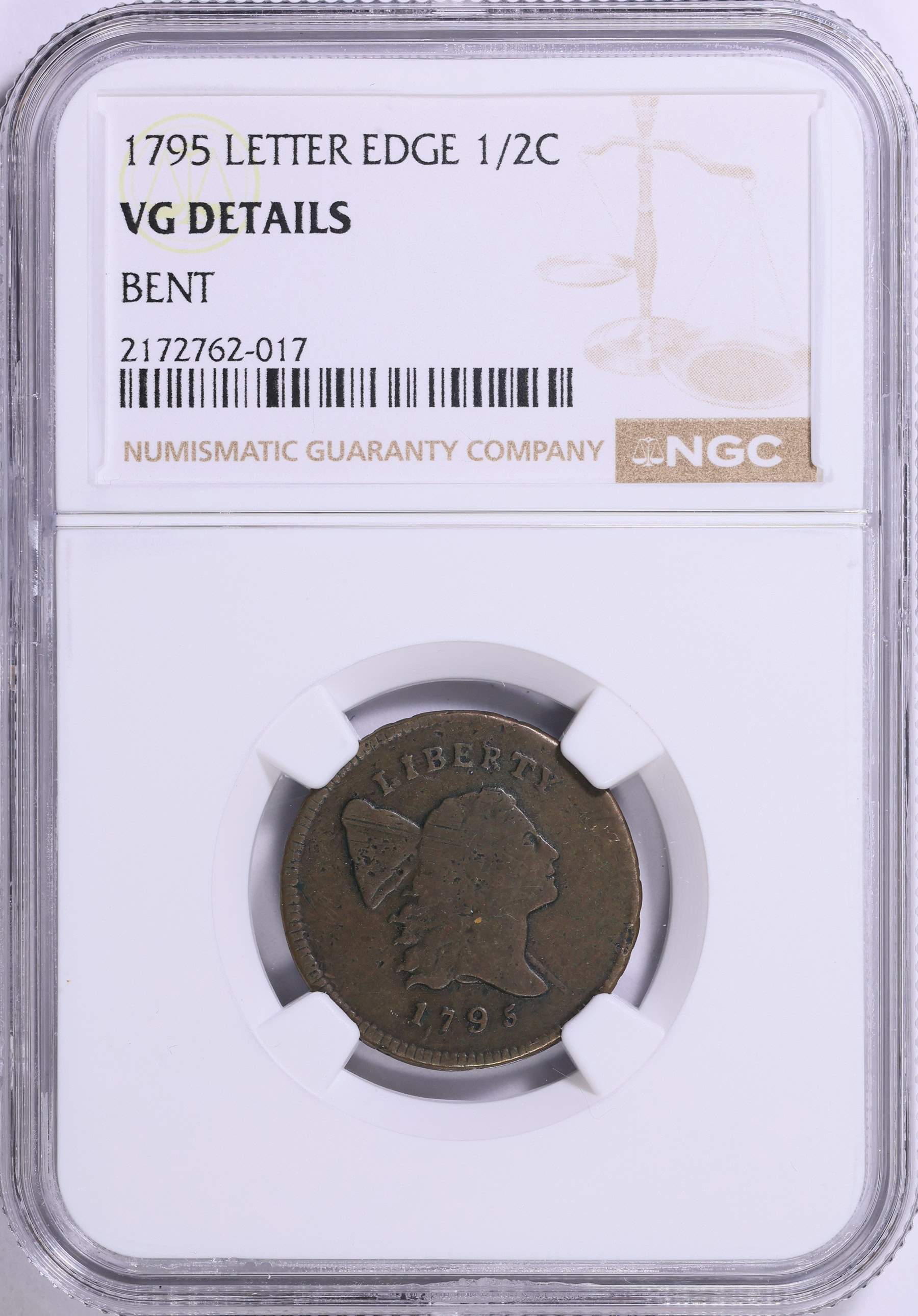 1795 Liberty Cap Half Cent Lettered Edge NGC VG Details (Item 1854555 ...