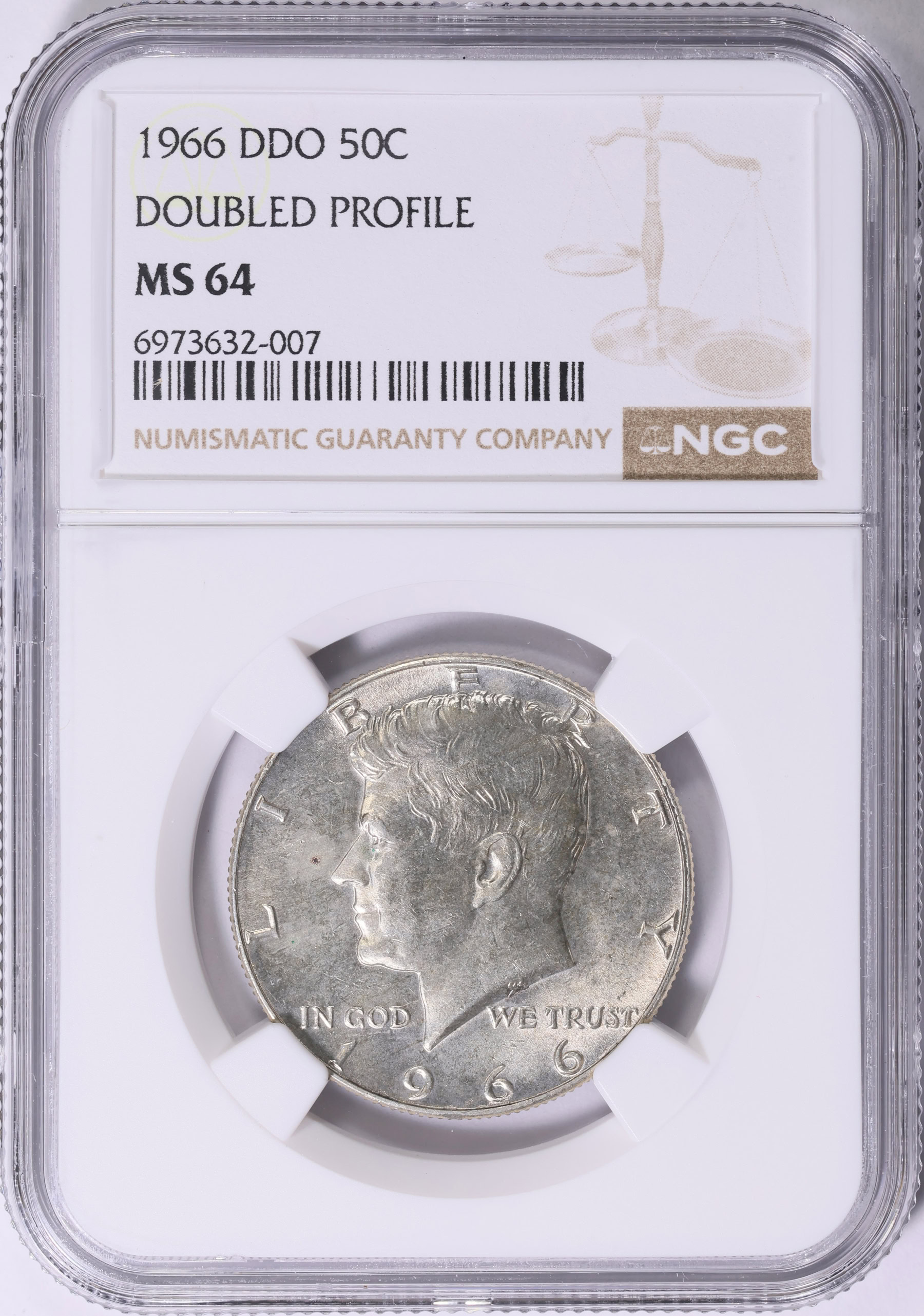 1966 Kennedy Half Dollar Doubled Die Obverse Double Profile NGC MS-64 (Item 1854564 ...