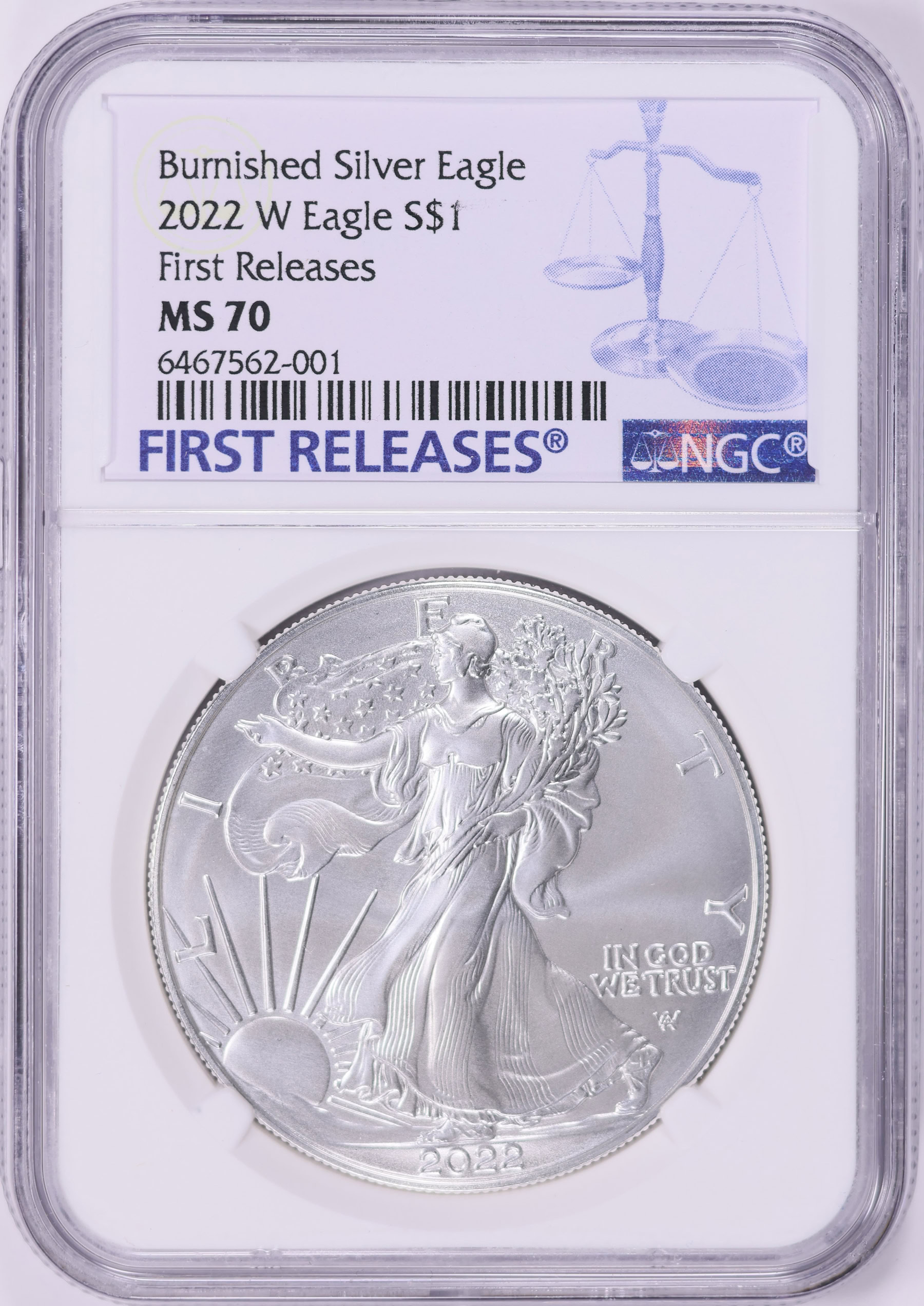 2022-W $1 Silver Eagle Burnished First Releases NGC MS-70 (Item 1855120) | GreatCollections Coin ...