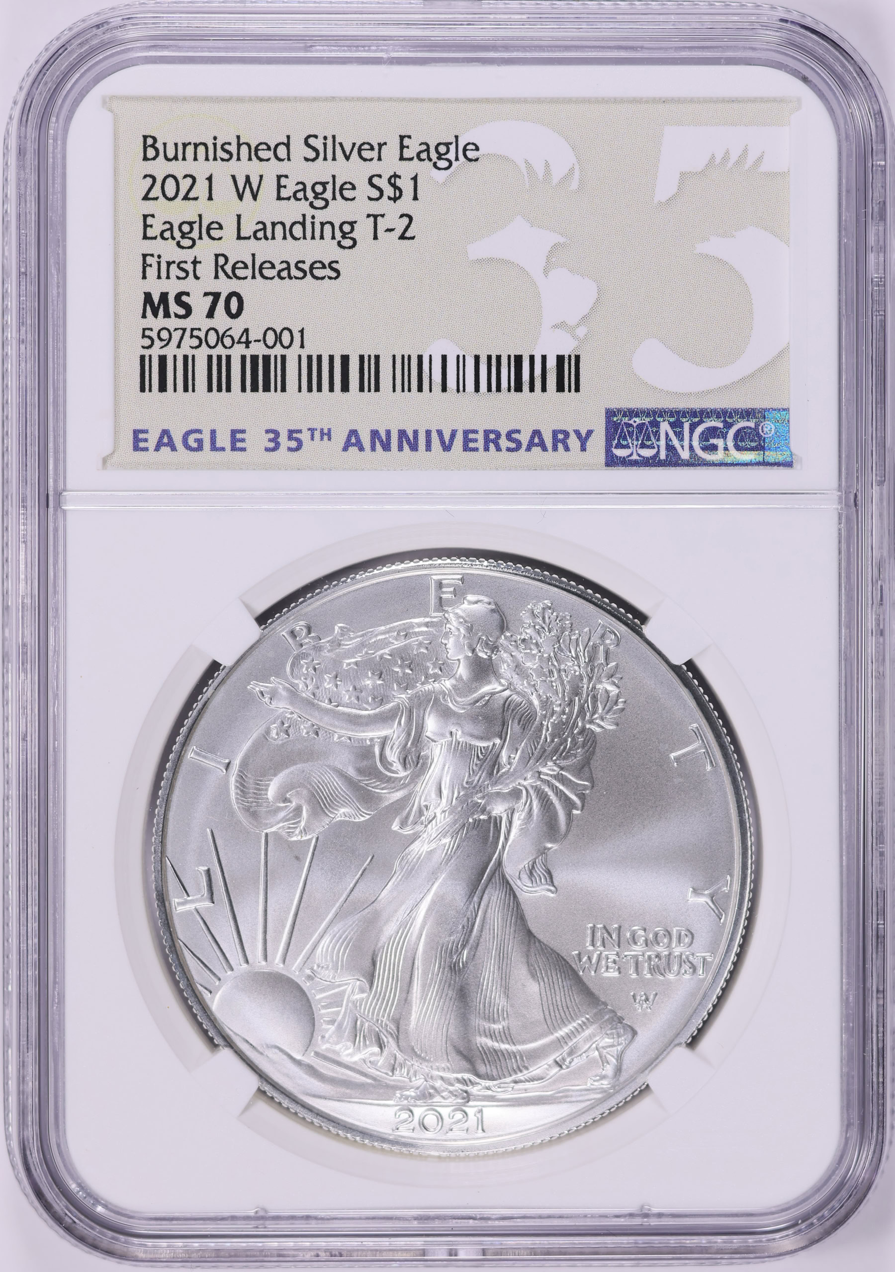2021-W $1 Silver Eagle Burnished Type 2 First Releases NGC MS-70 (Item 1855126 ...