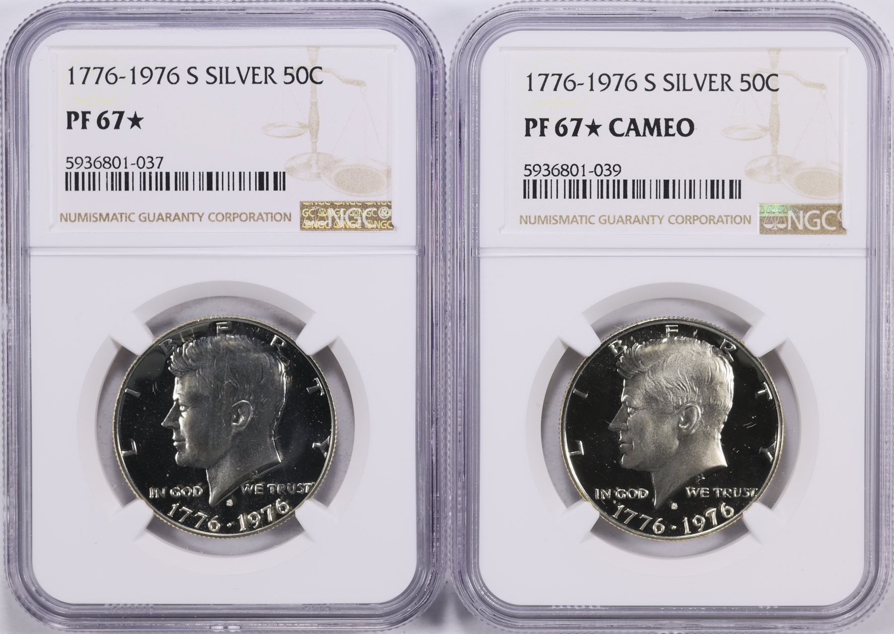 1976-S Kennedy Half Dollar Silver NGC Proof-67 ★/Proof-67 ★ CAMEO (2 ...