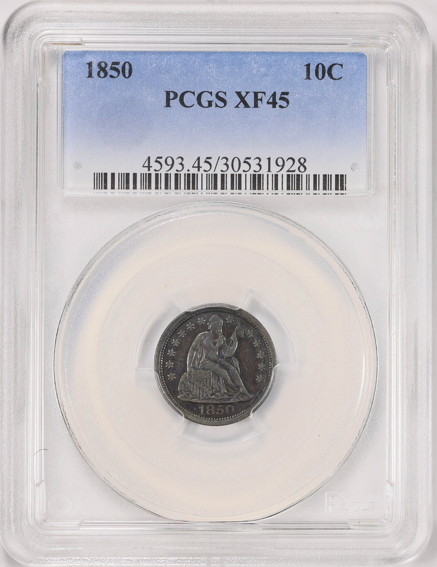 1850 Seated Liberty Dime PCGS XF-45 (Toned) (Item 1855258) | GreatCollections Coin Auctions