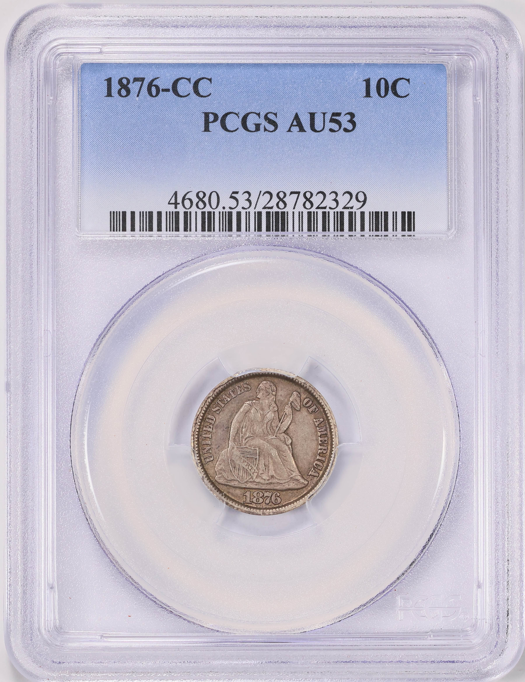 1876-CC Seated Liberty Dime PCGS AU-53 (Item 1855267) | GreatCollections Coin Auctions