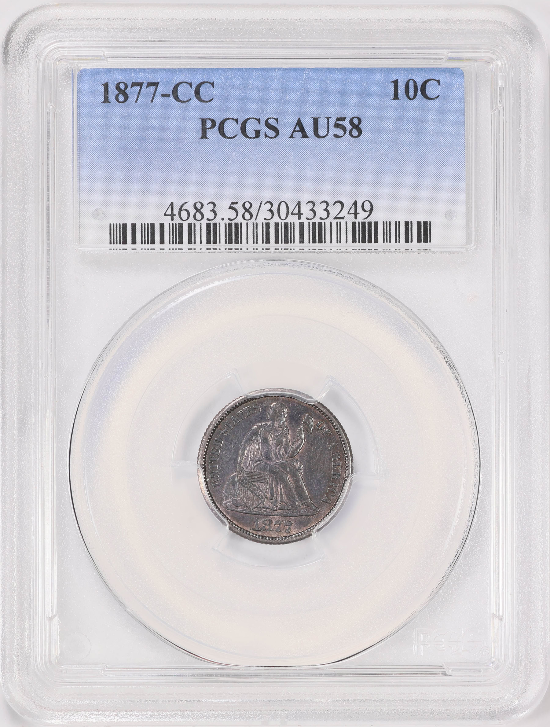 1877-CC Seated Liberty Dime PCGS AU-58 (Item 1855269) | GreatCollections Coin Auctions