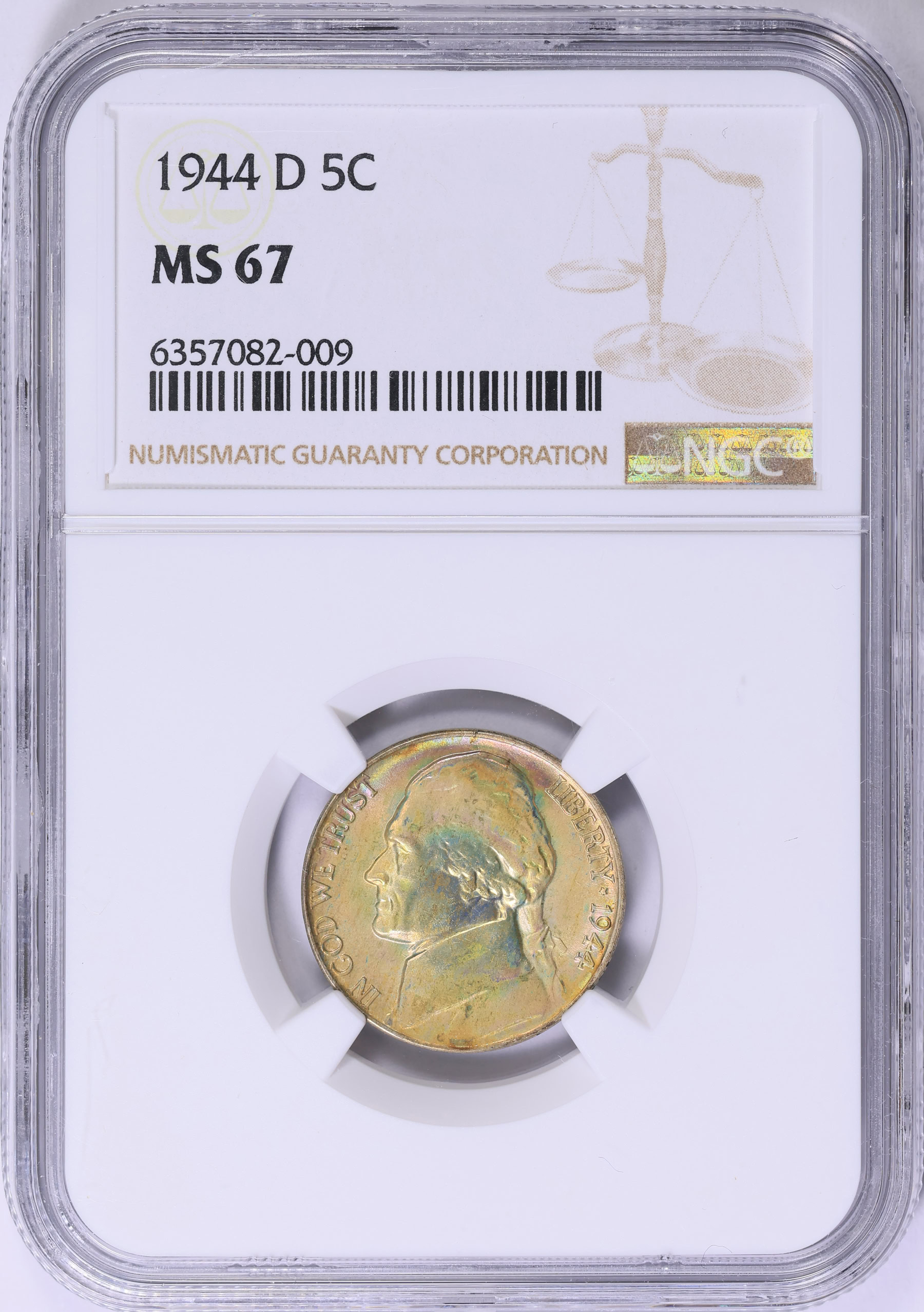 1944-D Jefferson Nickel NGC MS-67 (Toned) (Item 1855341) | GreatCollections Coin Auctions