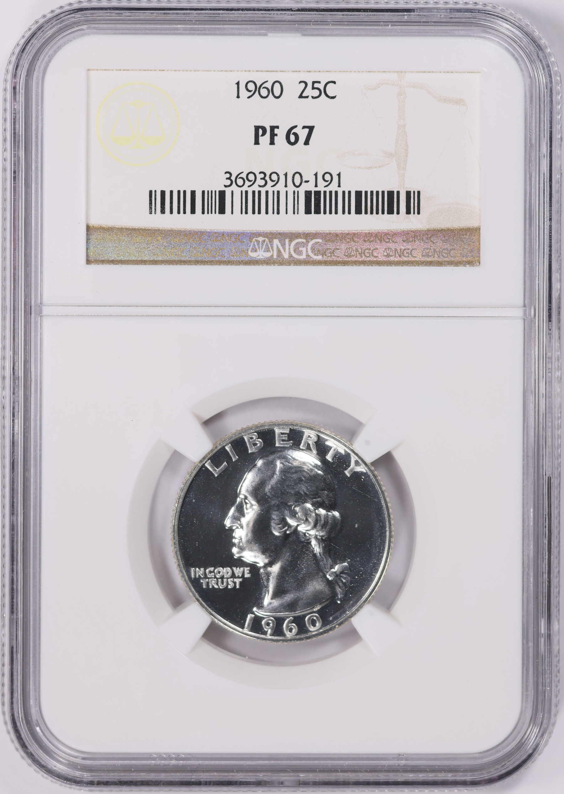1960 Washington Quarter NGC Proof-67 (Item 1855534) | GreatCollections ...