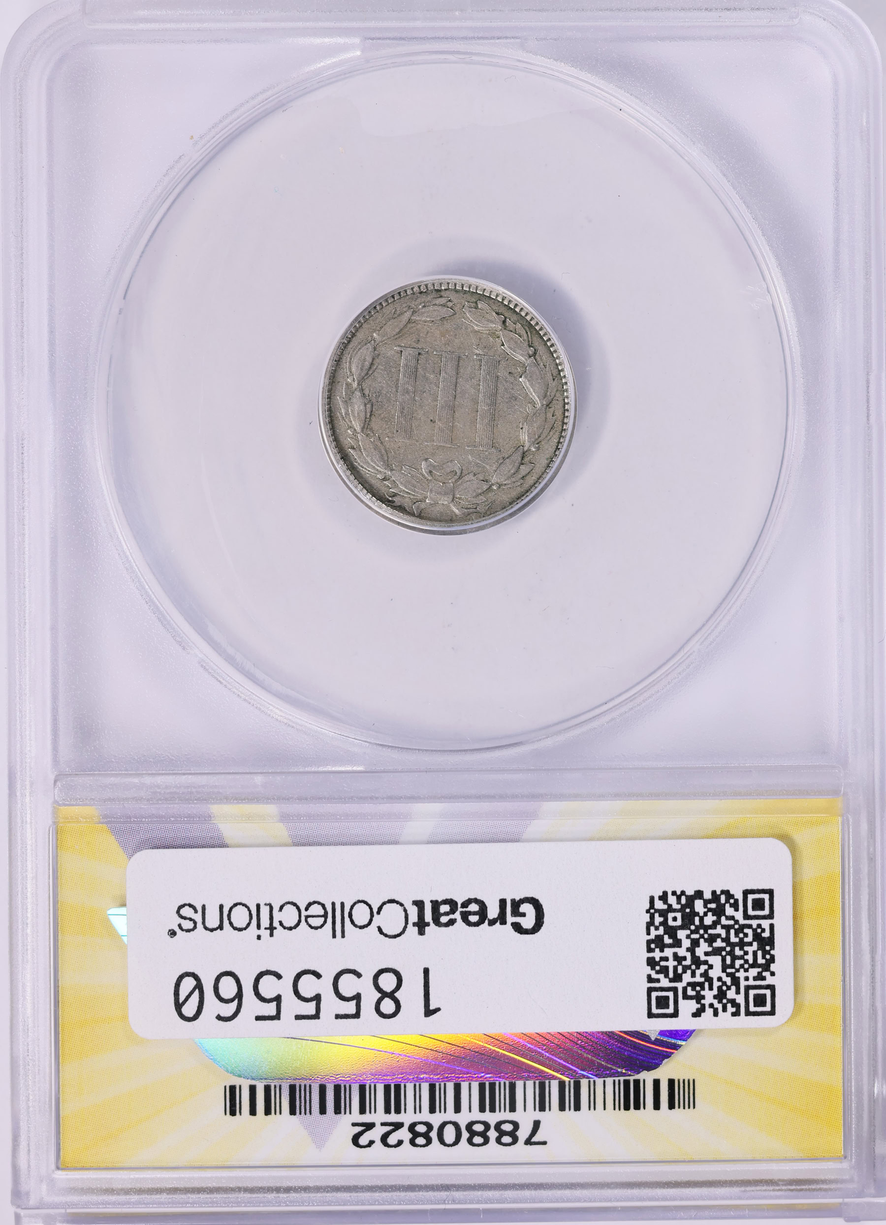 Mint Error 1874 Nickel Three-Cent Piece Detached Obverse Lamination ...