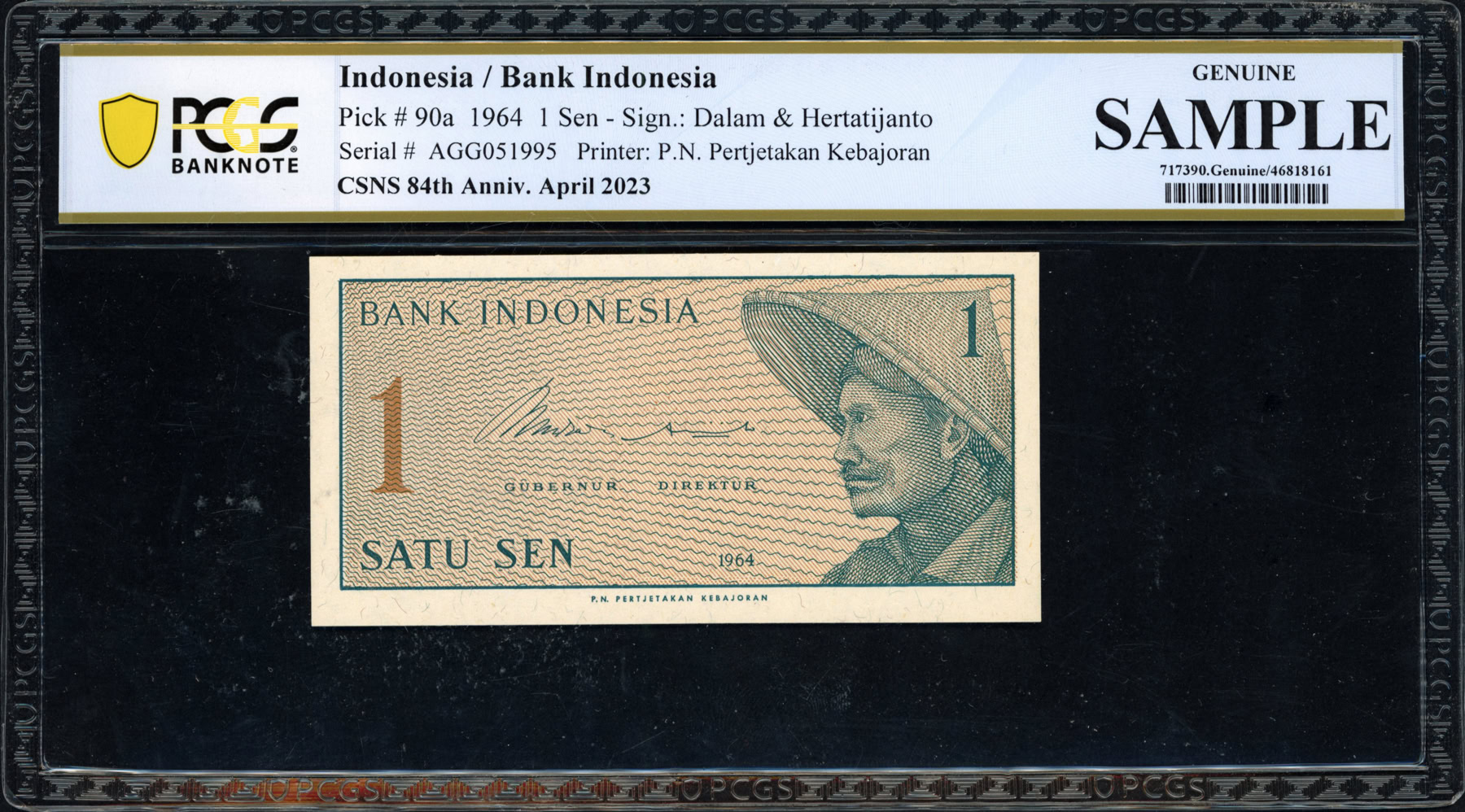 Indonesia 1964 1 Sen Bank Indonesia Note SCWPM-90a PCGS Banknote ...