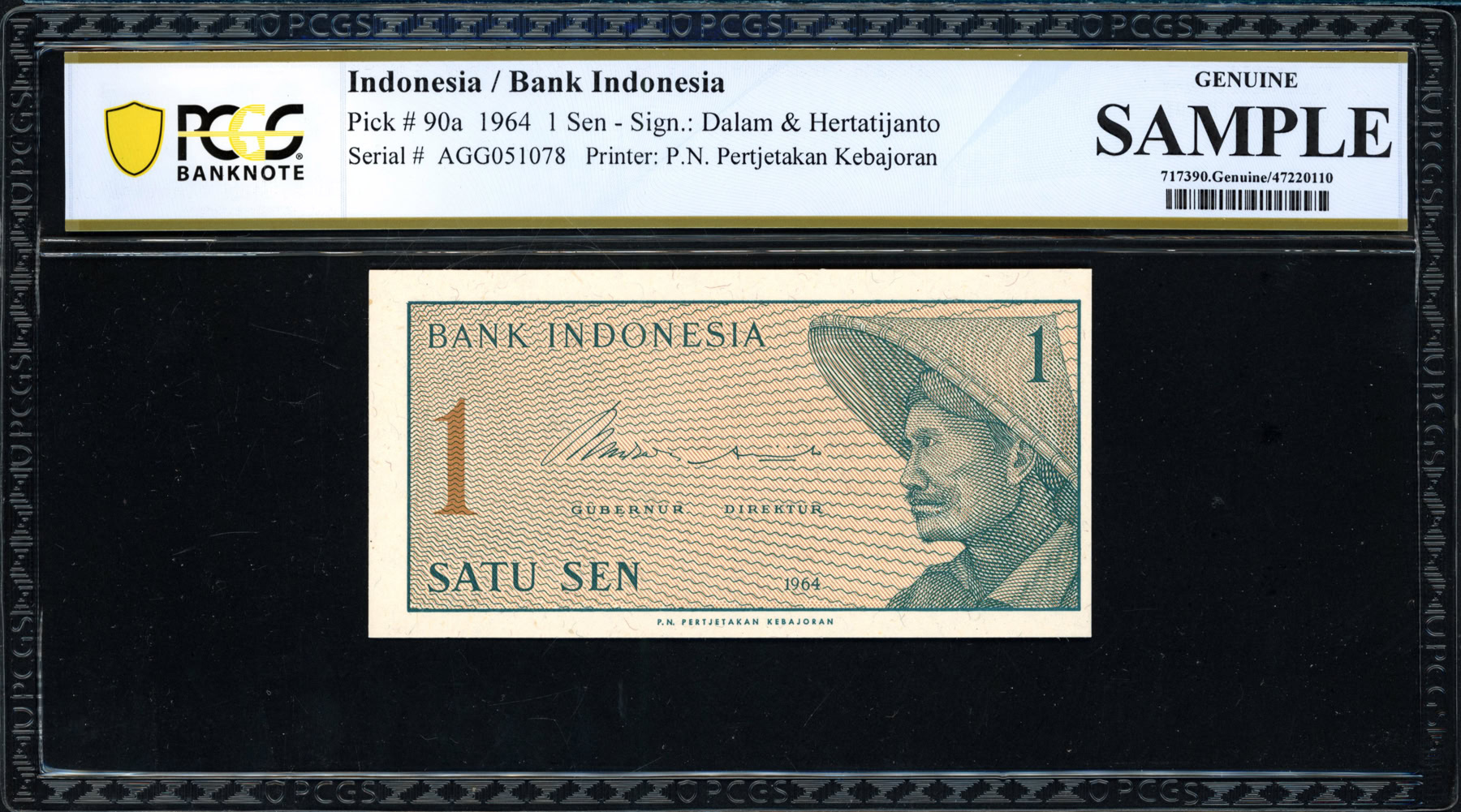 Indonesia 1964 1 Sen Bank Indonesia Note SCWPM-90a PCGS Banknote ...