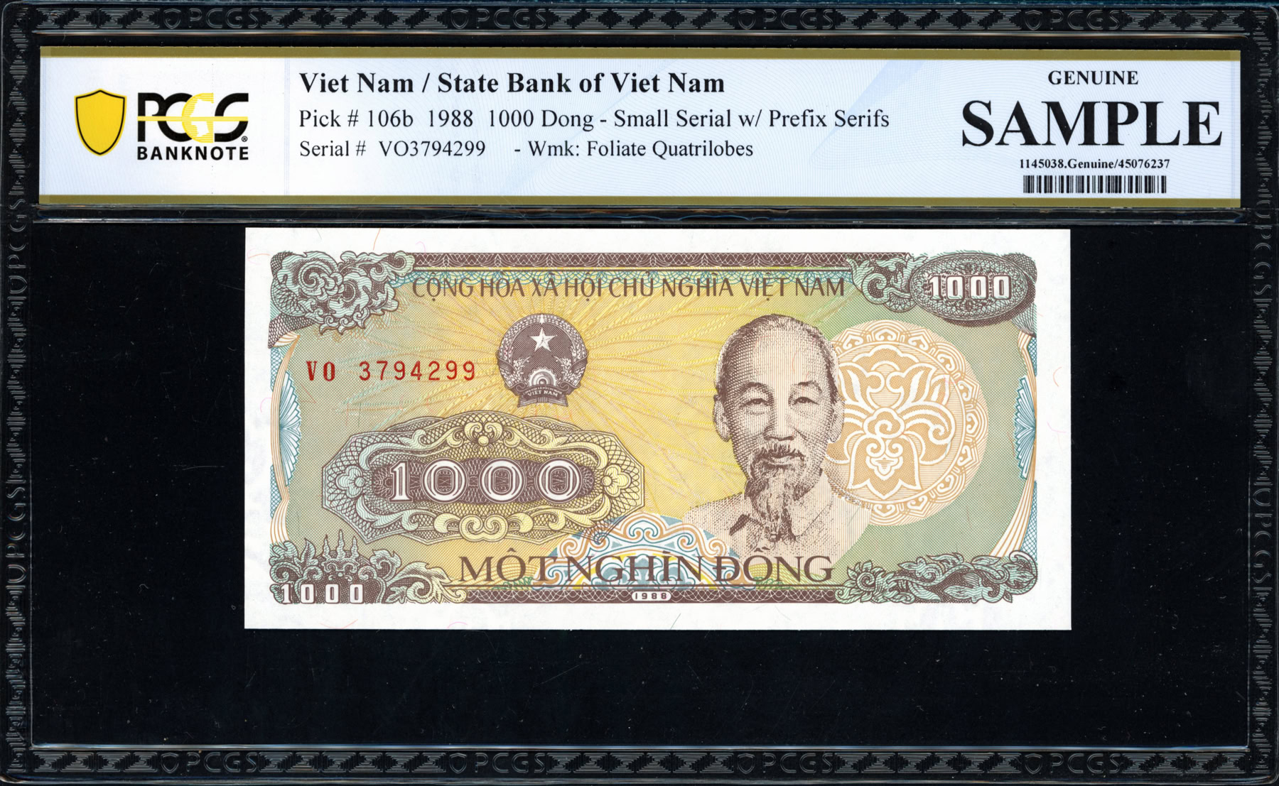 Vietnam 1988 1,000 Dong State Bank Note SCWPM-106b PCGS Banknote ...
